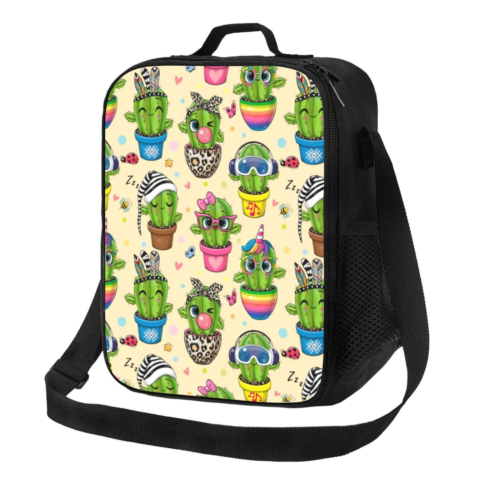Lsque Cute Cartoon Cactus Lunch Bag Lunch Box for Women Men Reusable ...