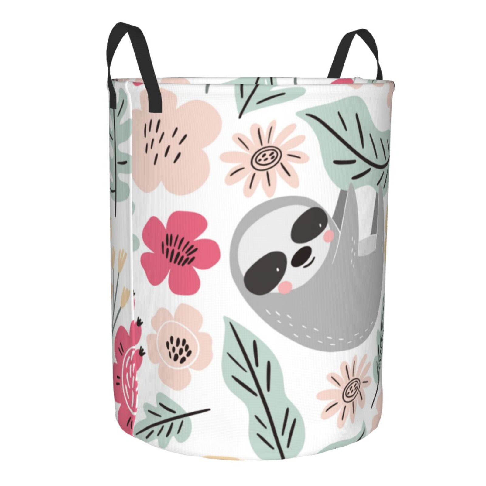 Lsque Cute Cartoon Sloth pattern Laundry Hamper Basket, Tall Woven Rope ...