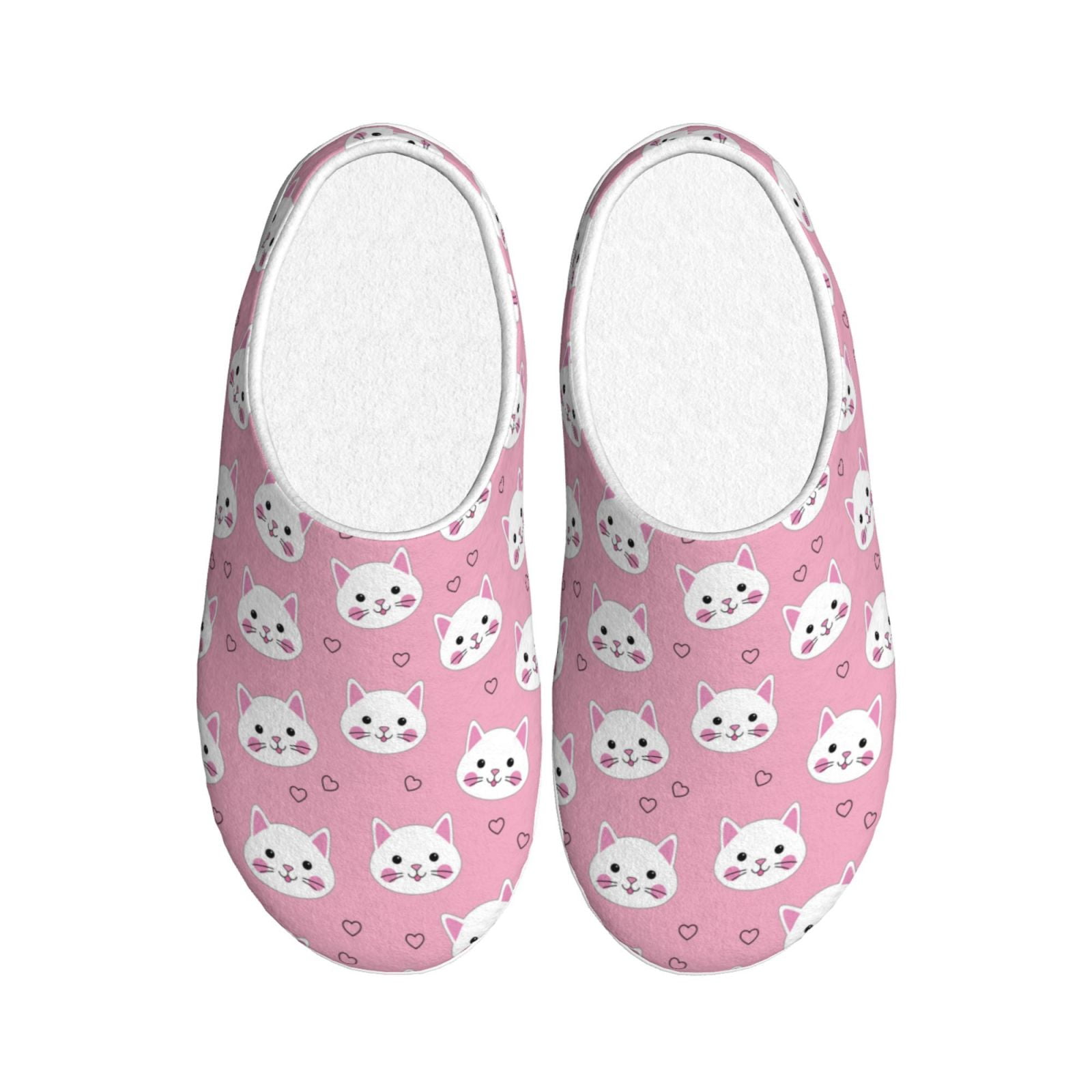 Lsque Cute Cat Pattern Womens Comfort Cotton on Scuff With Memory Foam ...