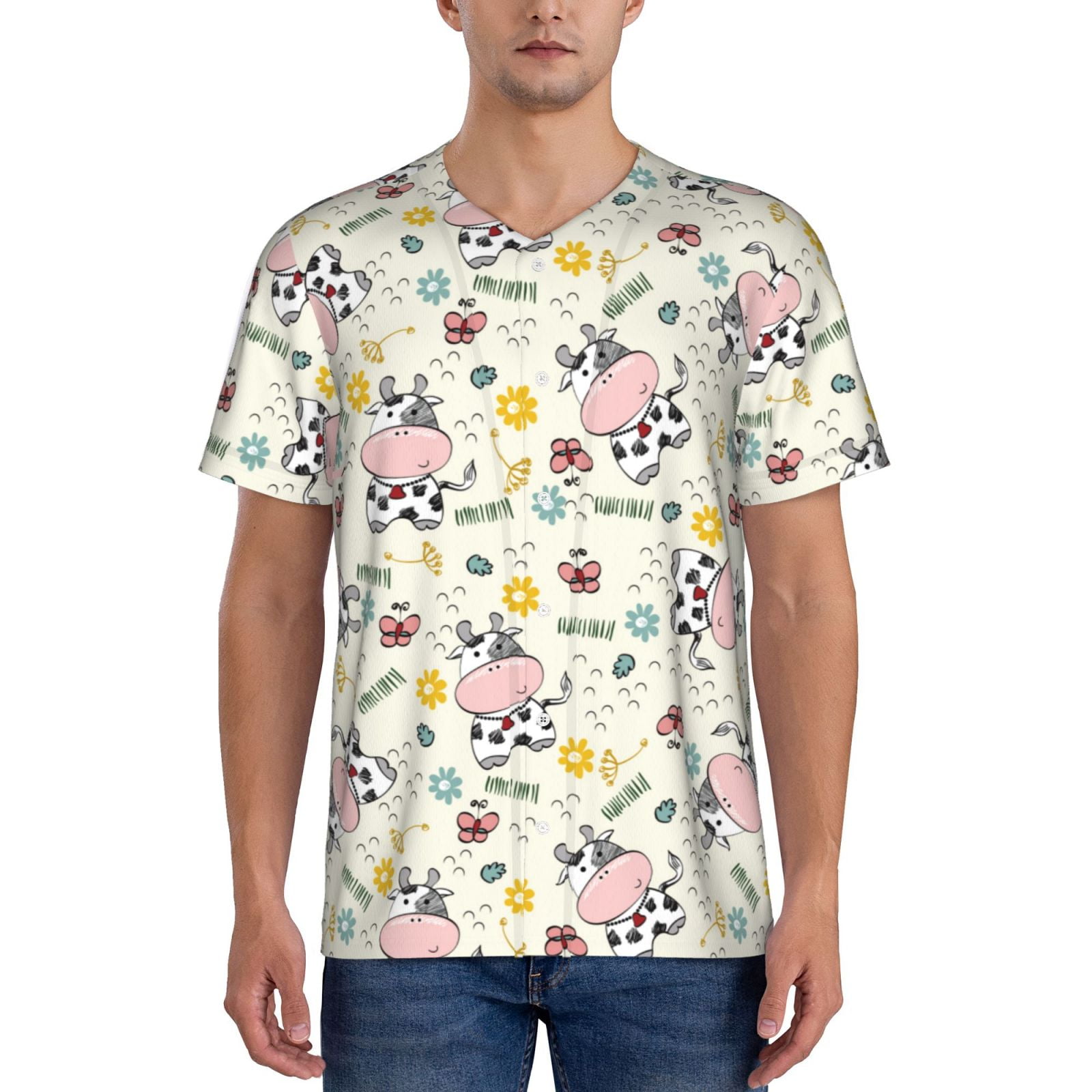 Lsque Cute Cow Pattern Mens Polo Golf Shirts Funny Graphics Shorts ...