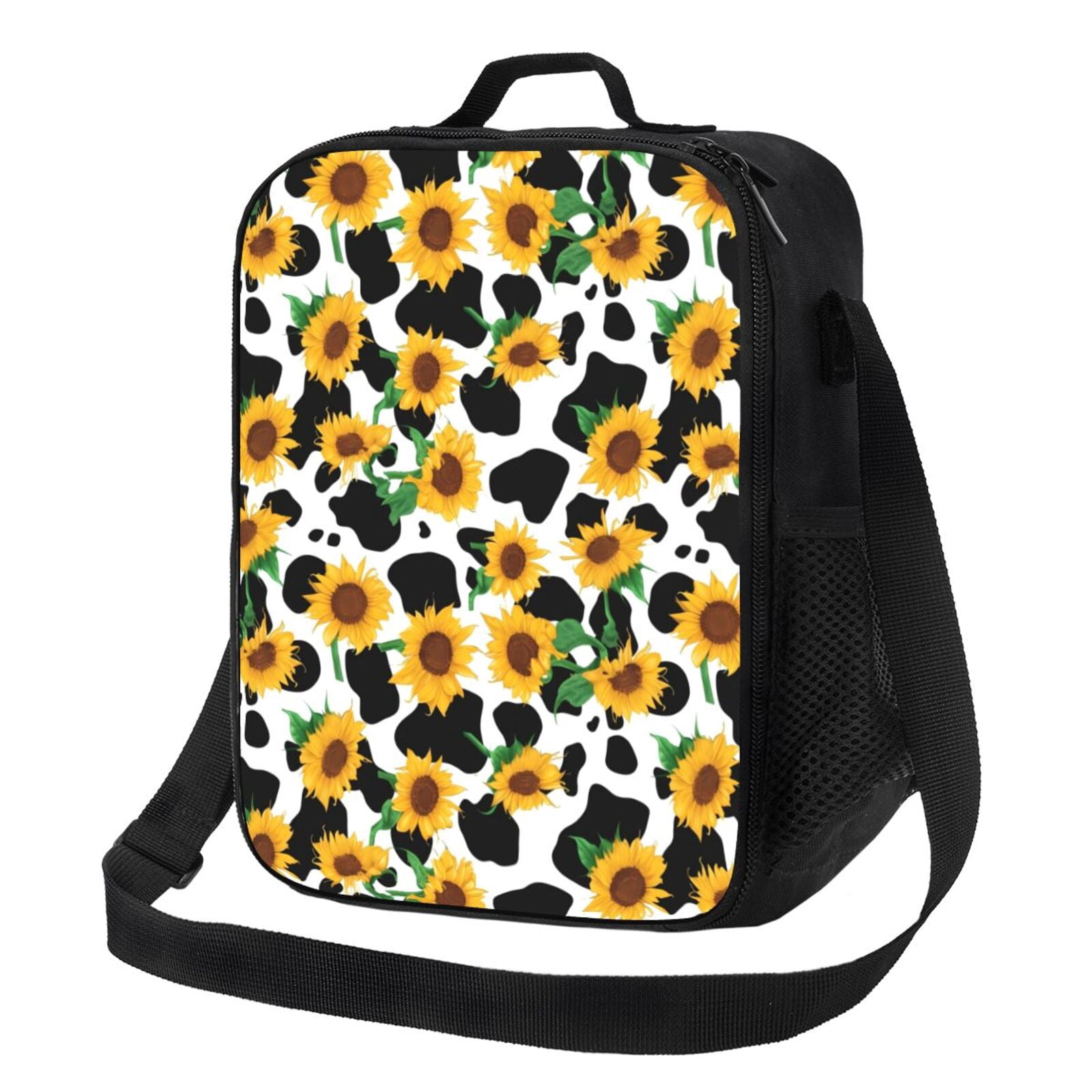 Lsque Cute Cow Print Sunflower C Lunch Bag Lunch Box for Women Men ...