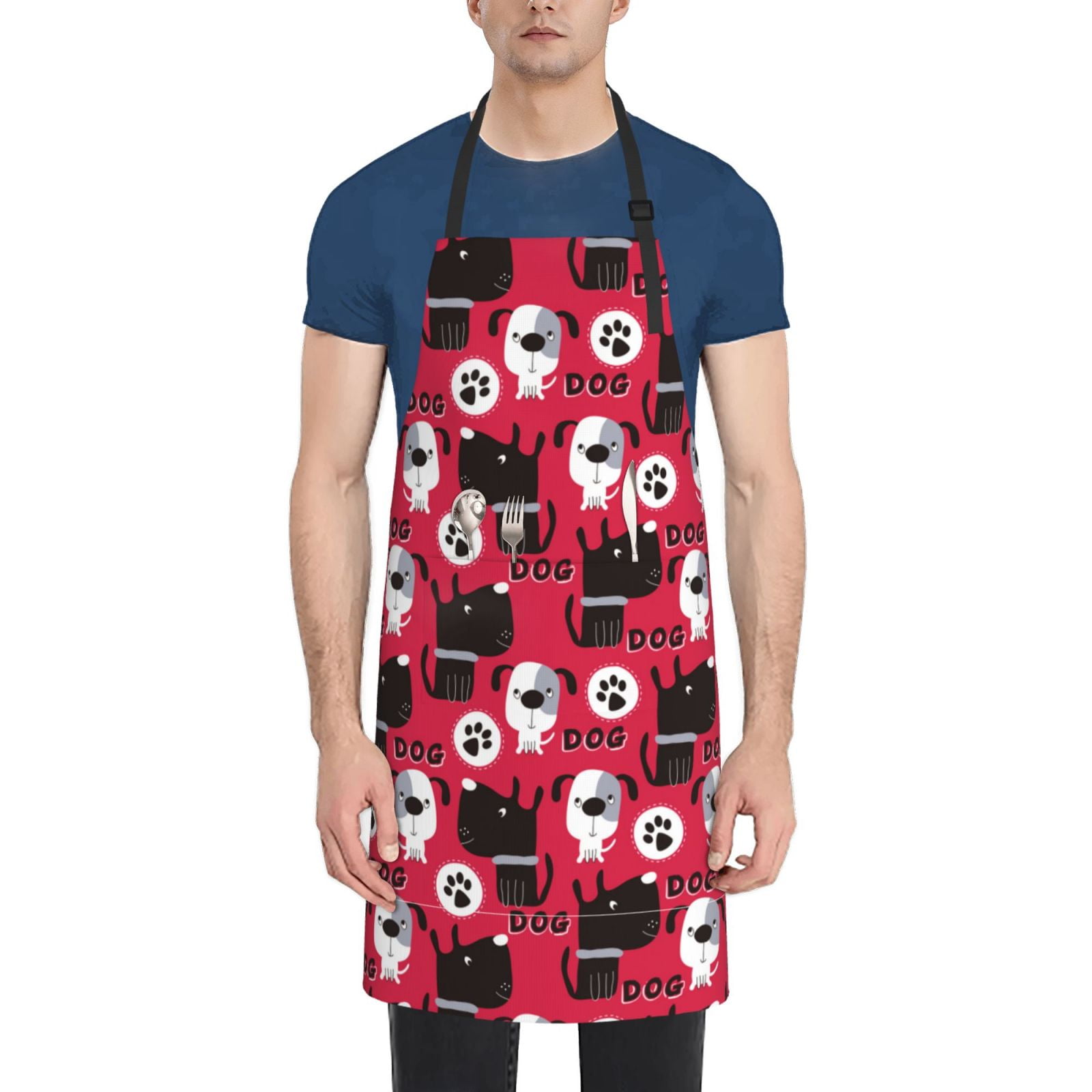 Lsque Cute Dog Waterproof Apron Chef Aprons for Men Heavy Duty Chemical ...