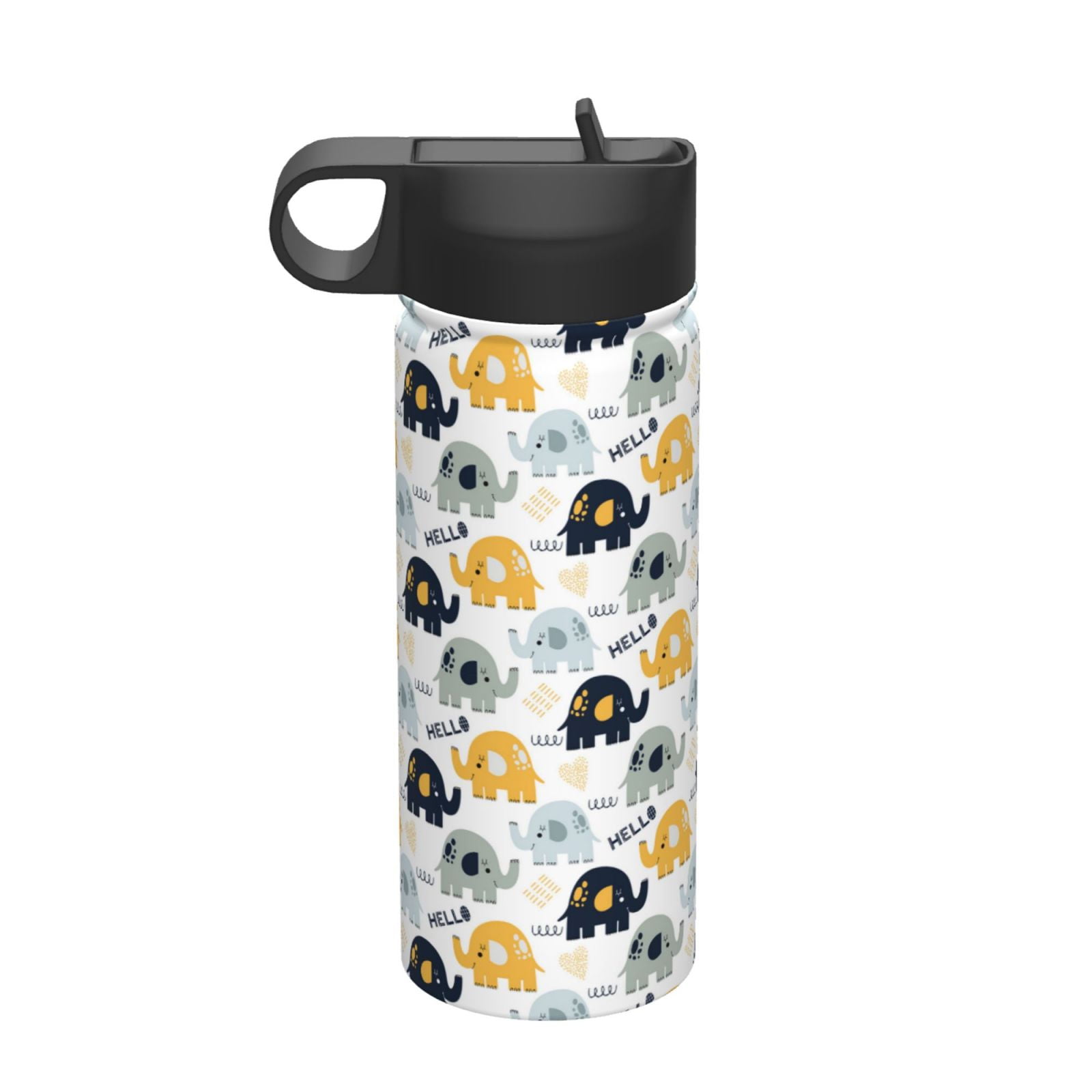 Lsque Cute Elephant Pattern 18oz Sports Insulated Kettle With Straw ...
