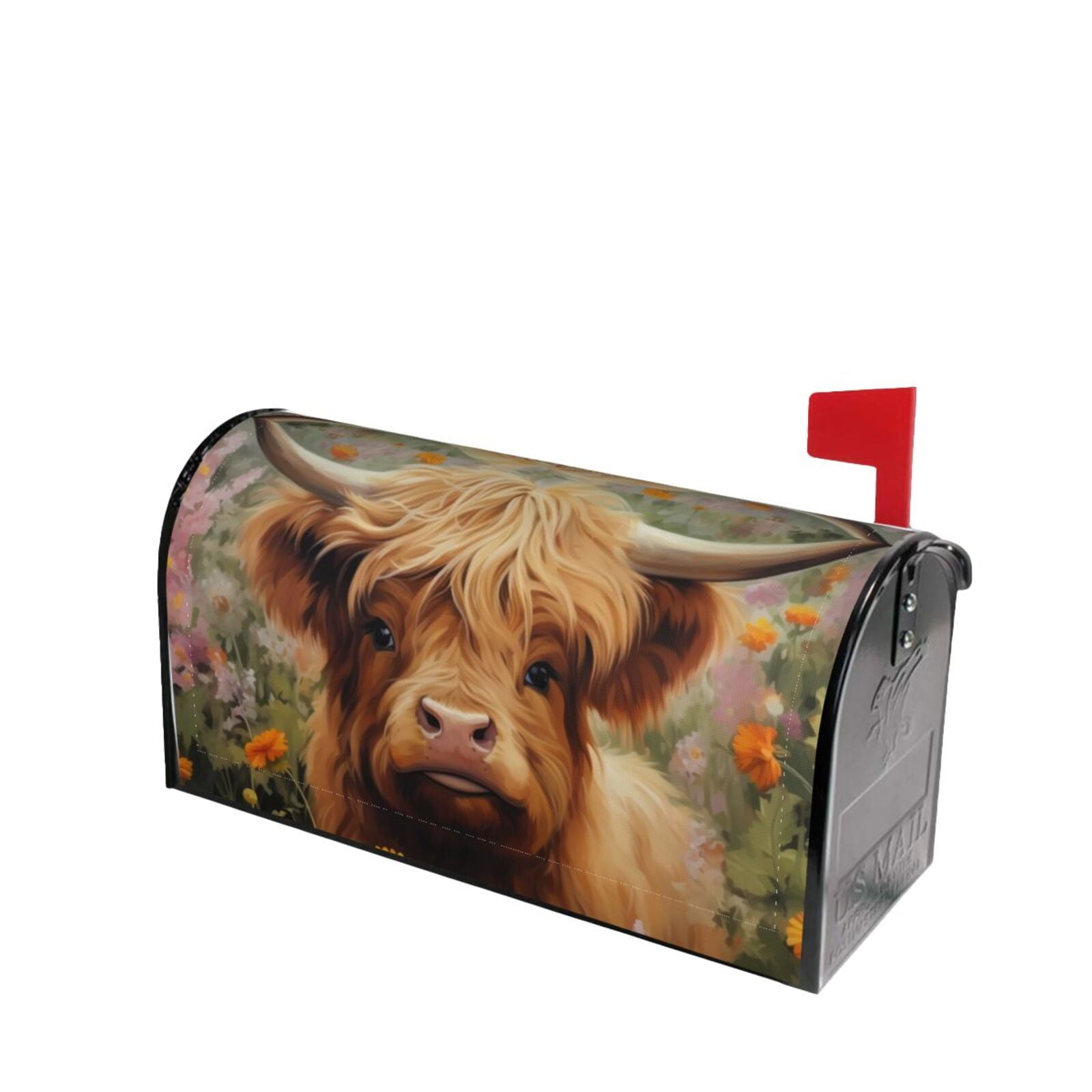 Lsque Cute Floral Cow Mailbox Cover Standard Size ,Magnetic Mailbox ...