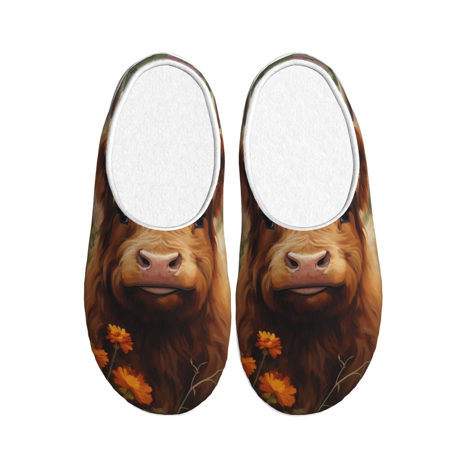 Lsque Cute Floral Cow Pattern Womens Comfort Cotton on Scuff With ...