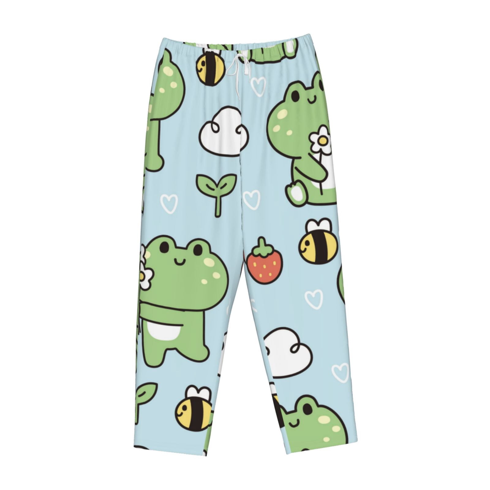 Lsque Cute Floral Frog Print Women's Pajama Pants, Lounge Pant ...