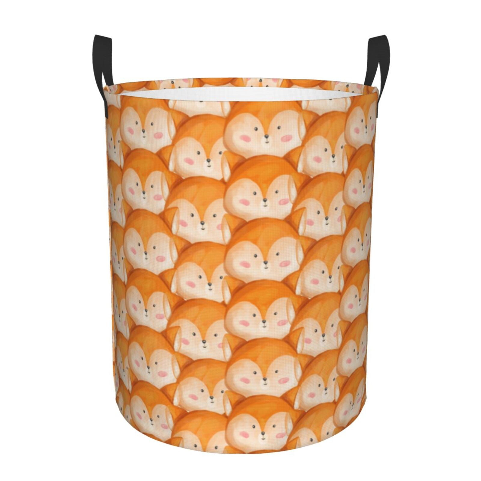 Lsque Cute Fox Faces Pattern Pattern Laundry Hamper Basket, Tall Woven ...