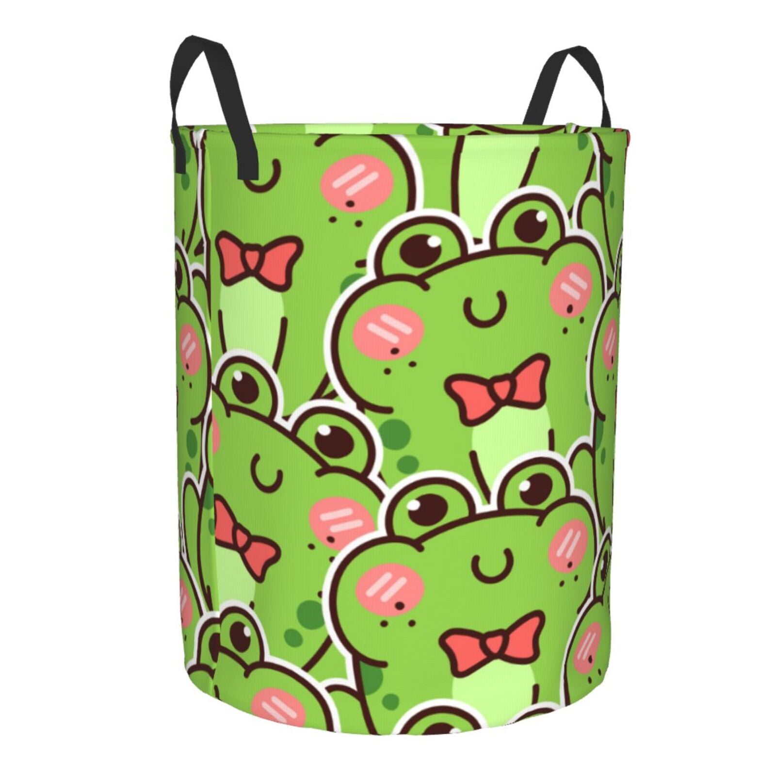 Lsque Cute Green Frog pattern Laundry Hamper Basket, Tall Woven Rope ...