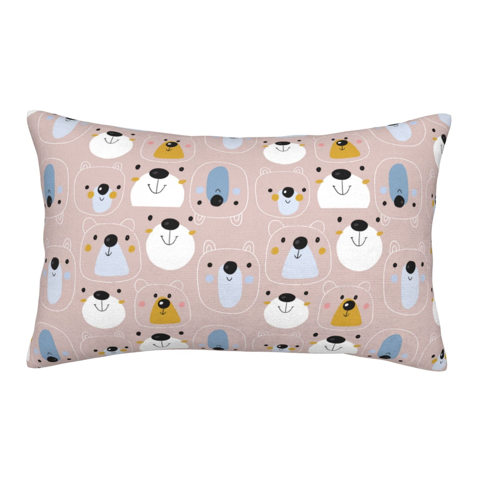 Lsque Cute Hand Drawn Bear Pattern Pillow Case – Soft & Cozy Throw ...