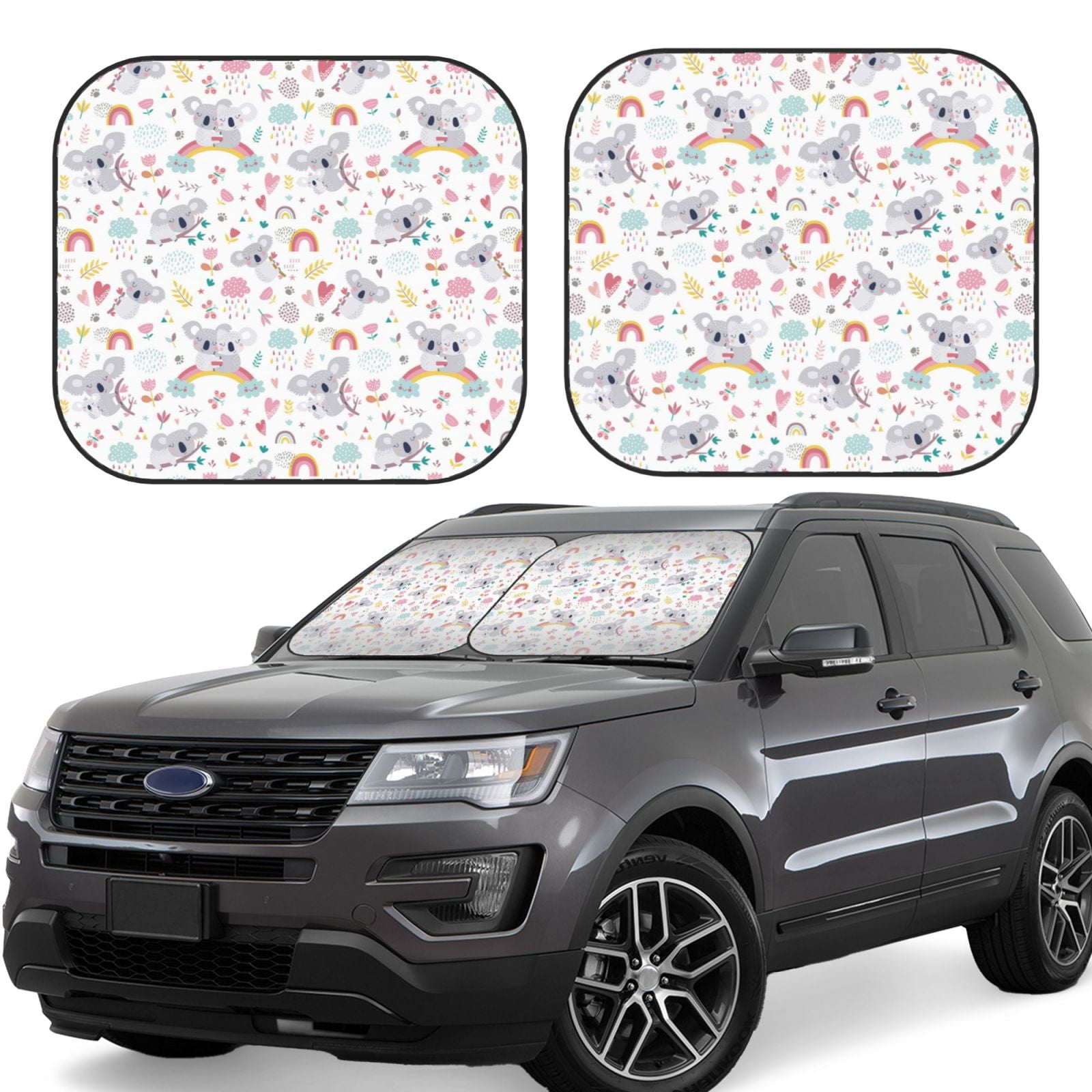 Lsque Cute Koala 2 PCS Windshield Sun Shade | CarFoldable Window Covers ...