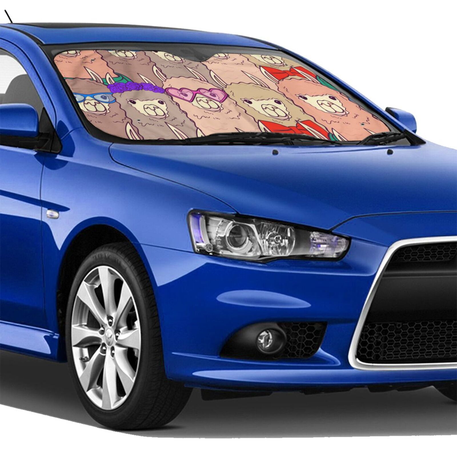Lsque Cute Lamas Car Windshield Sun Shade | Accordion Folding Style ...