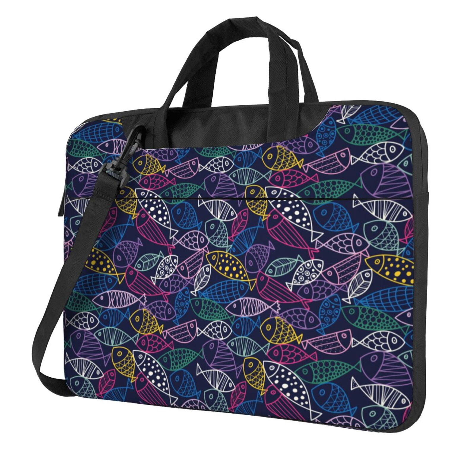 Lsque Cute Line Fish Pattern Laptop Bag – Portable & Slim Single ...