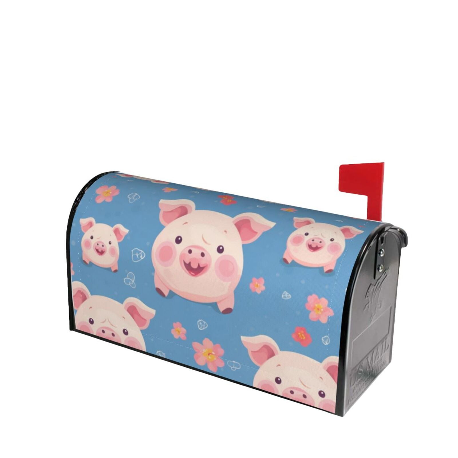 Lsque Cute Pig Flowers Mailbox Cover Standard Size ,Magnetic Mailbox ...