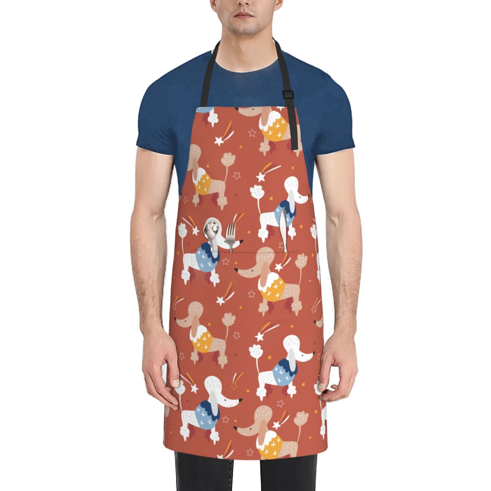Lsque Cute Poodle Dog Waterproof Apron Chef Aprons for Men Heavy Duty ...