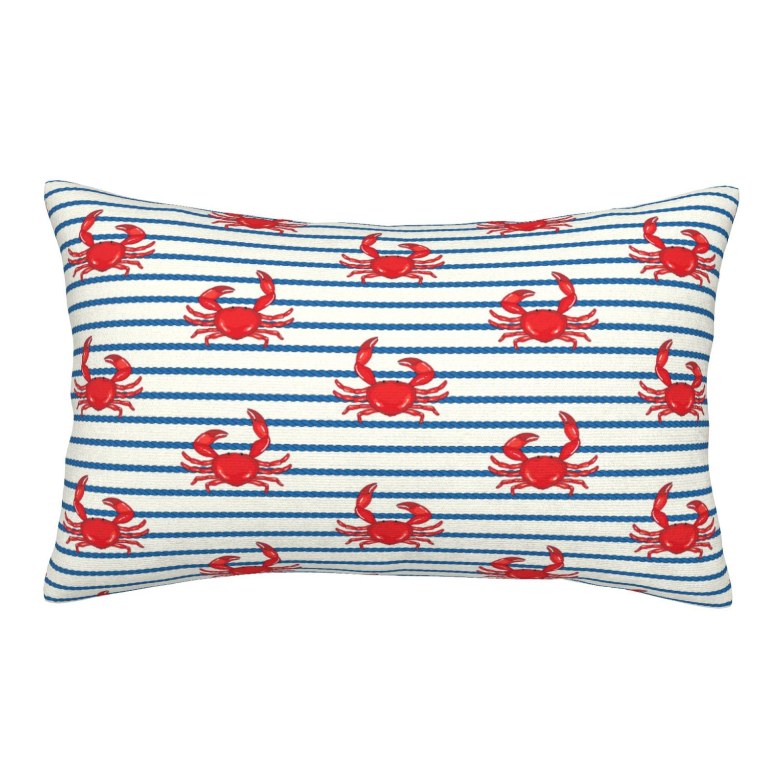 Lsque Cute Red Crabs With Nautical Pattern Pillow Case – Soft & Cozy ...