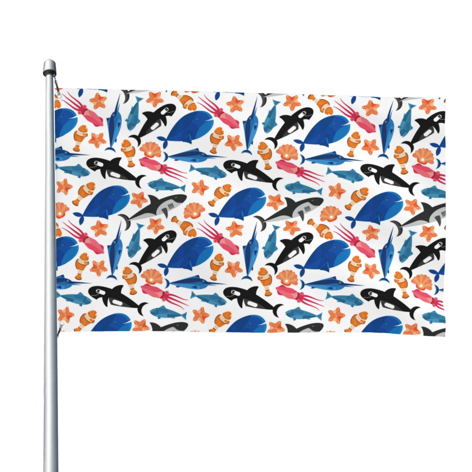 Lsque Cute Sea Animals Pattern Flag,Cute Sea Animals Printed Garden ...