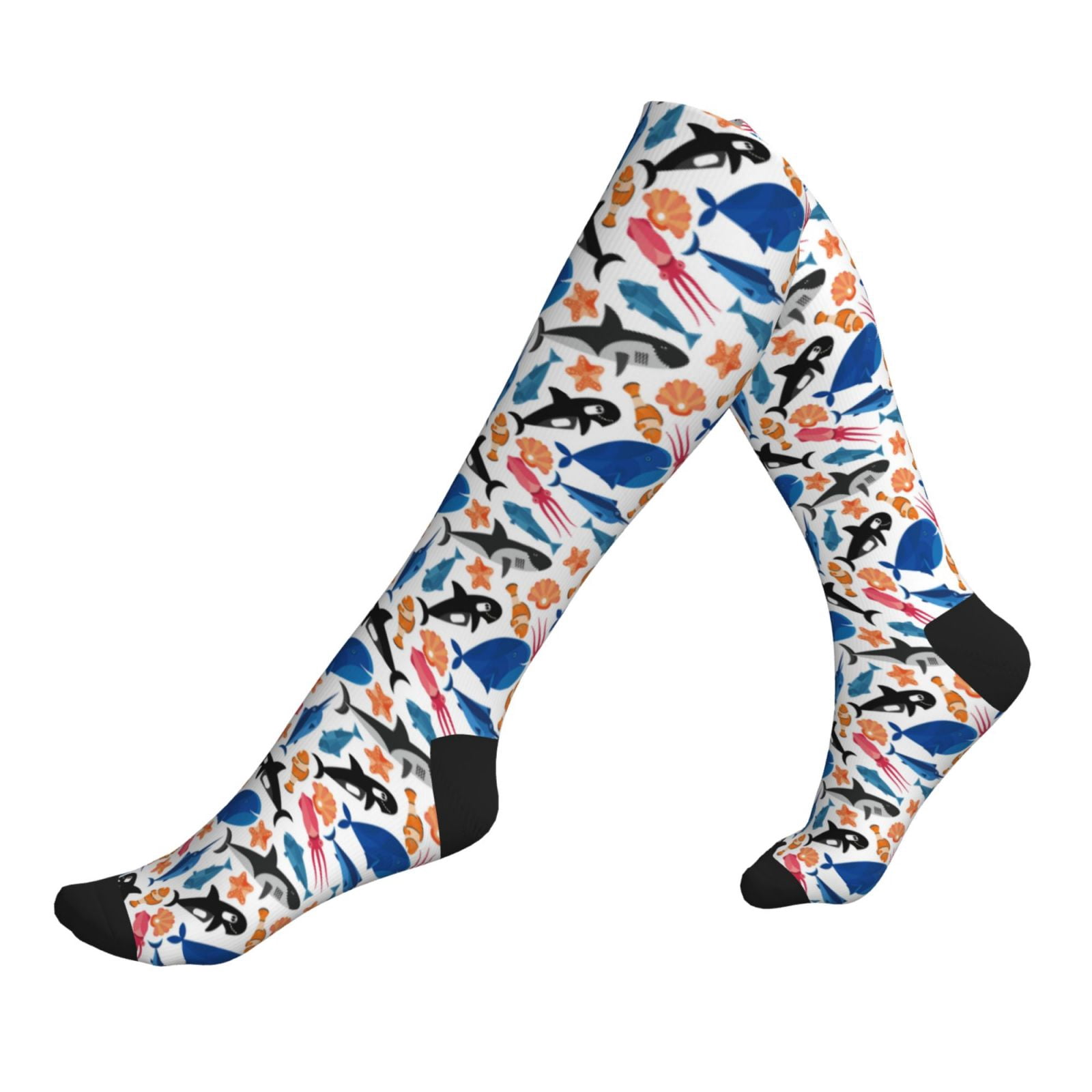 Lsque Cute Sea Animals Pattern Sport Compression Socks for Men & Women ...