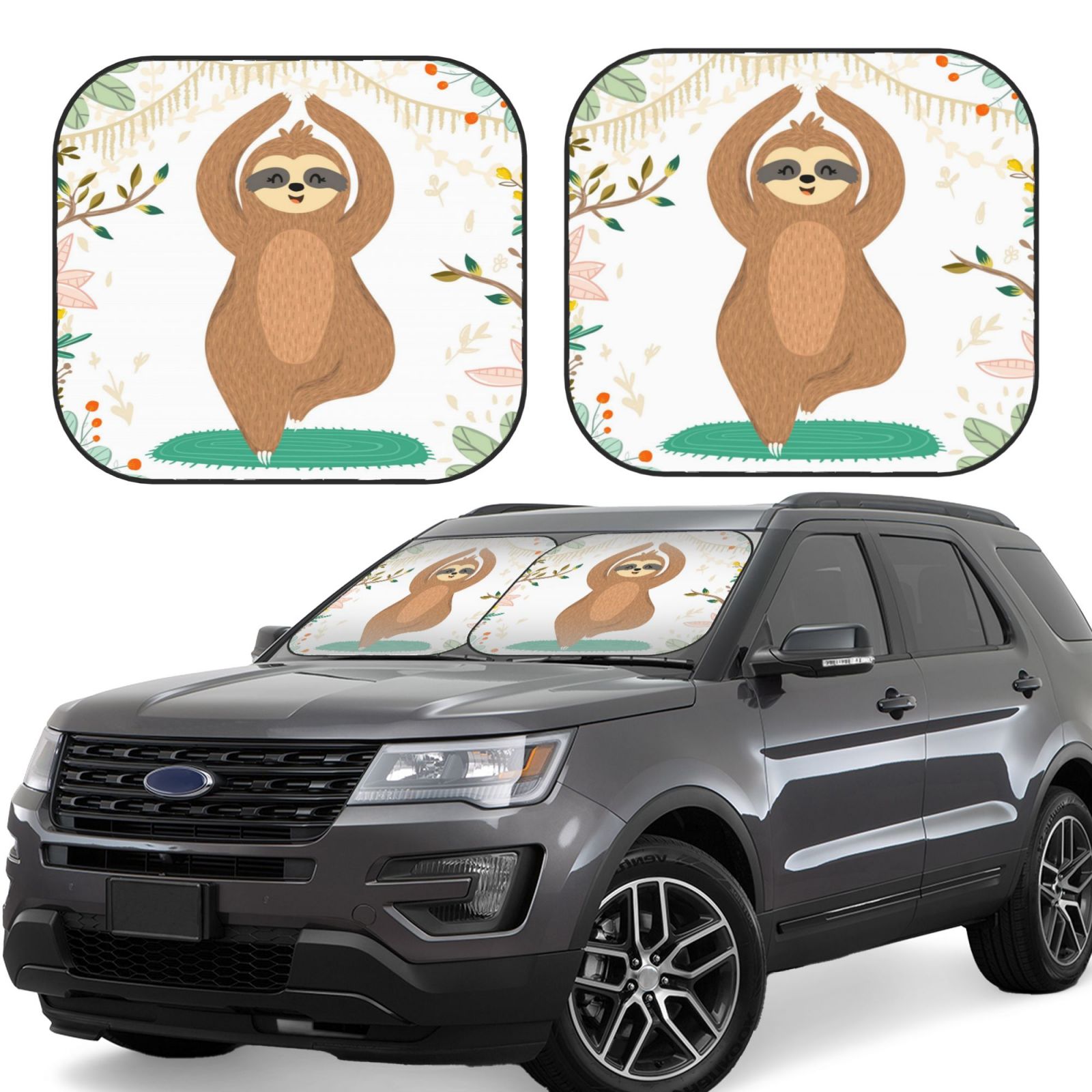 Lsque Cute Sloth In Yoga Pose Tree 2 PCS Windshield Sun Shade ...