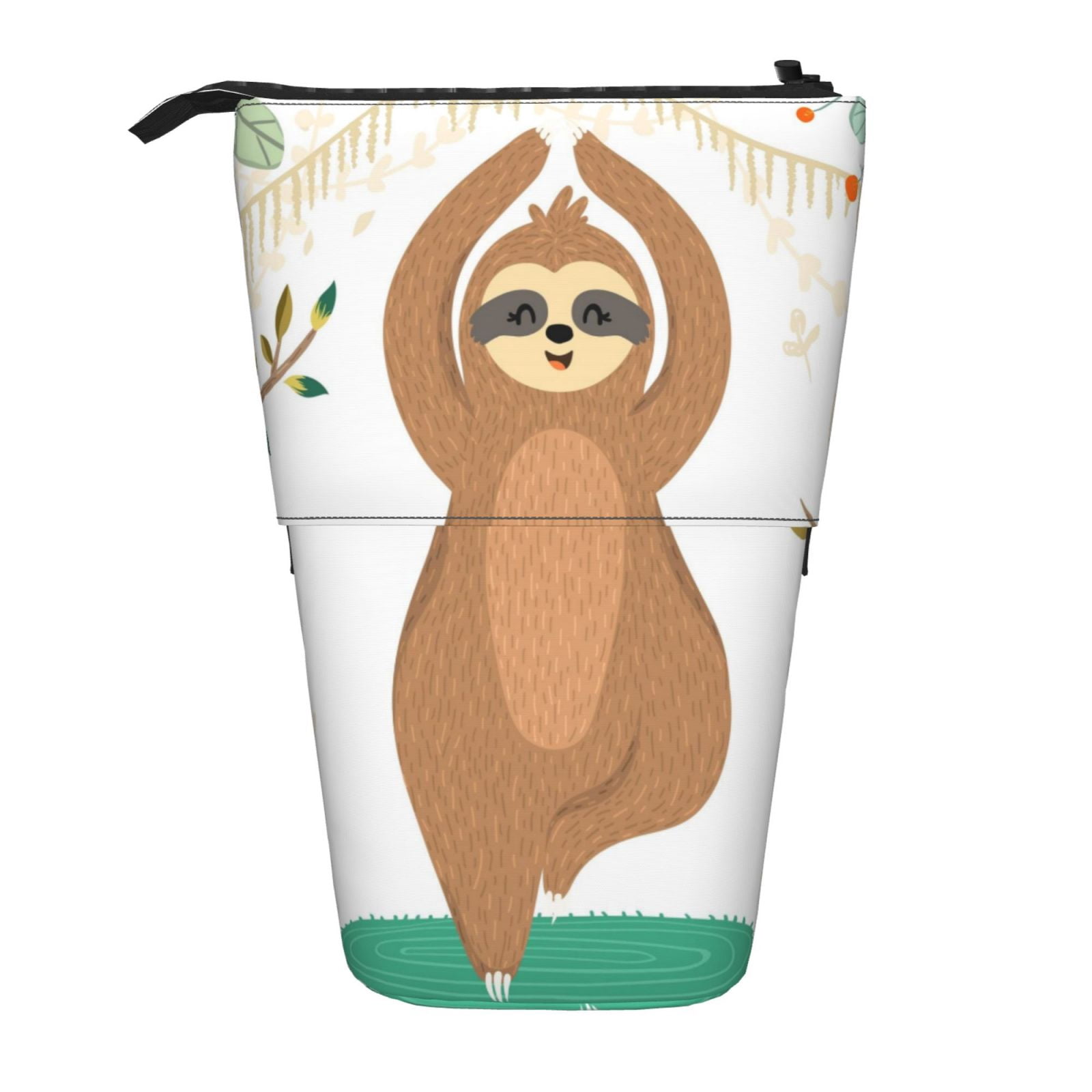 Lsque Cute Sloth In Yoga Pose Tree Pattern Telescopic Pencil Bag Pen ...