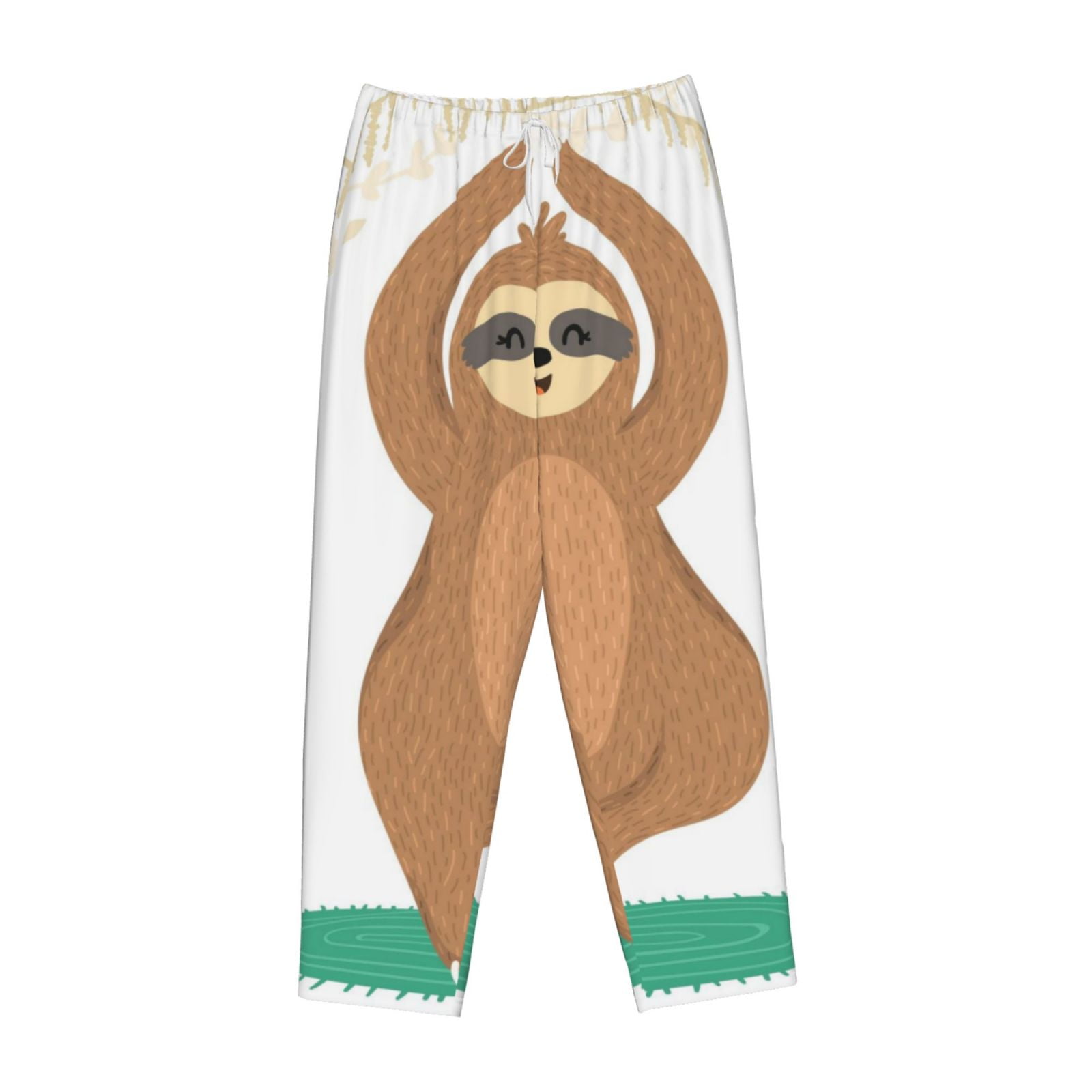 Lsque Cute Sloth In Yoga Pose Tree Print Women's Pajama Pants, Lounge ...