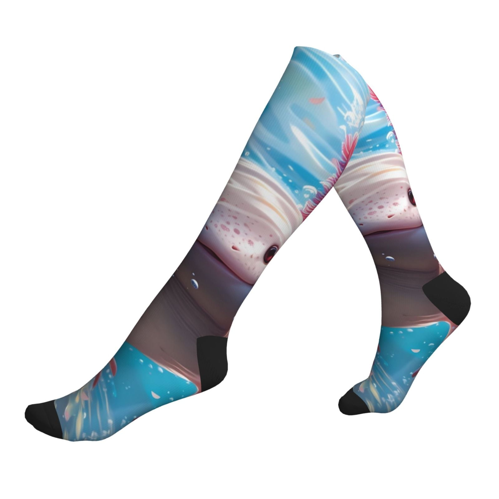 Lsque Cute Underwater Axolotl Pattern Sport Compression Socks for Men ...
