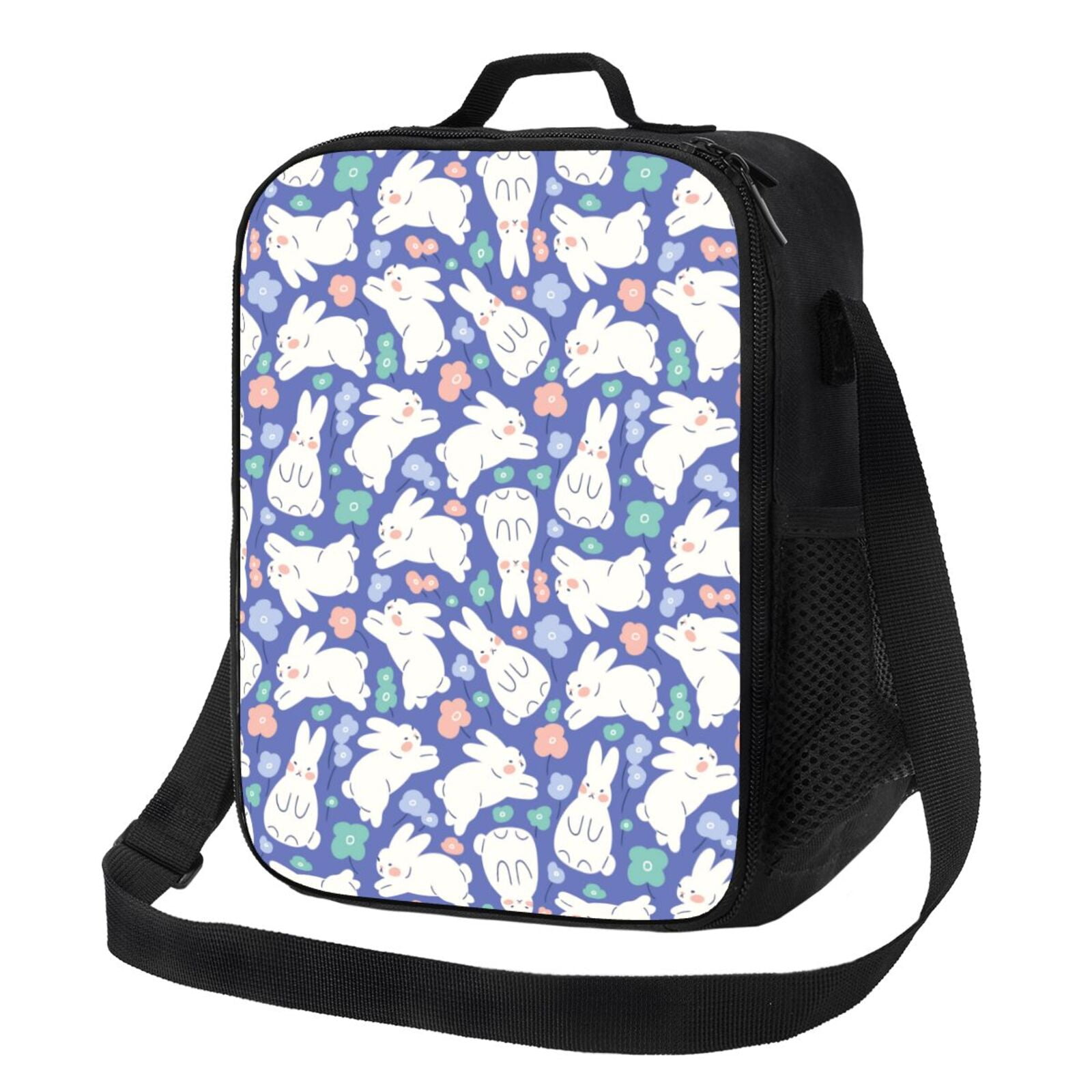 Lsque Cute White Rabbit Lunch Bag Lunch Box for Women Men Reusable ...