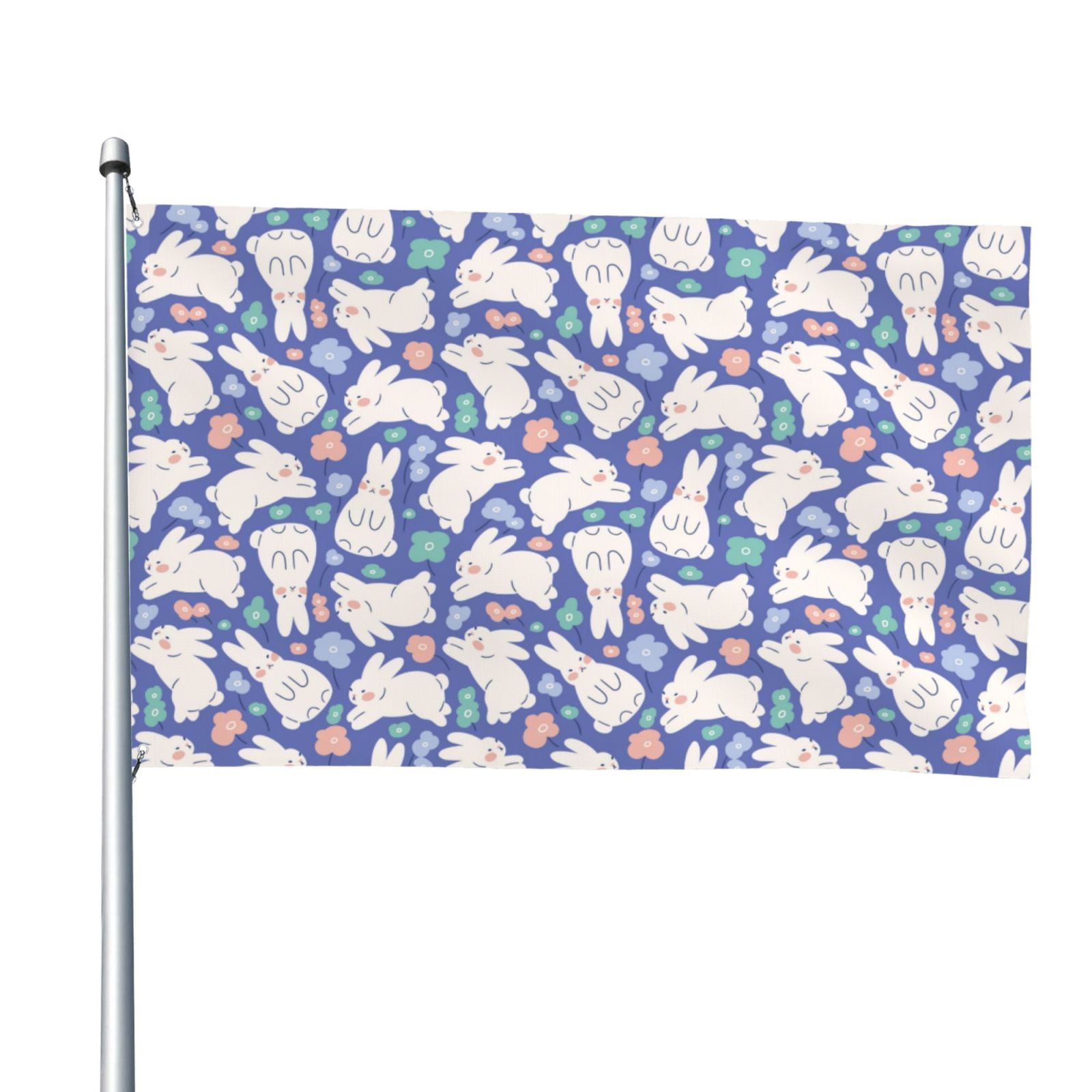 Lsque Cute White Rabbit Pattern Flag,Cute White Rabbit Printed Garden ...
