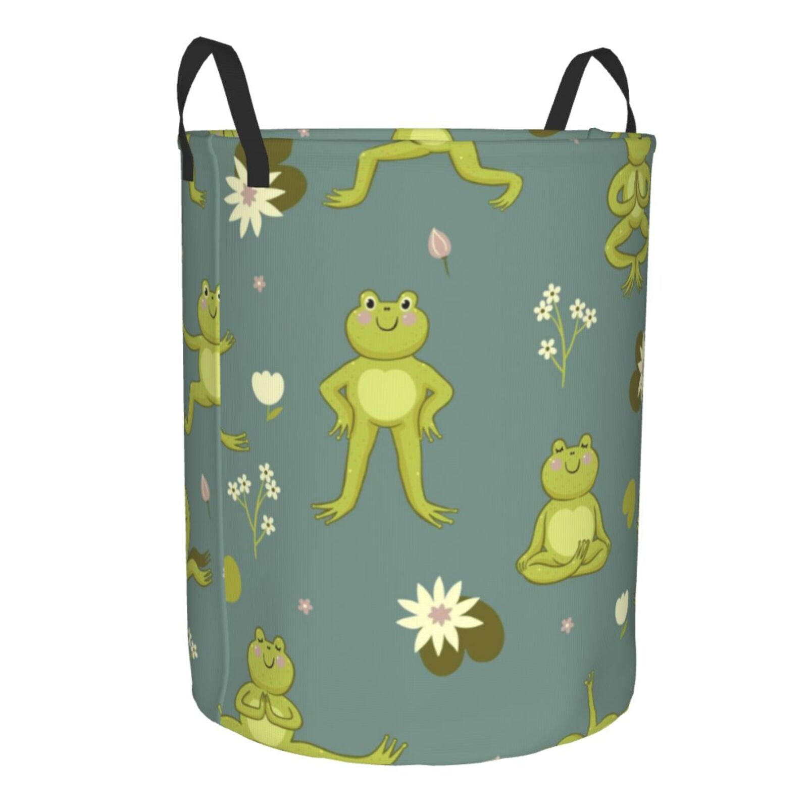 Lsque Cute Yoga Frogs pattern Laundry Hamper Basket, Tall Woven Rope ...