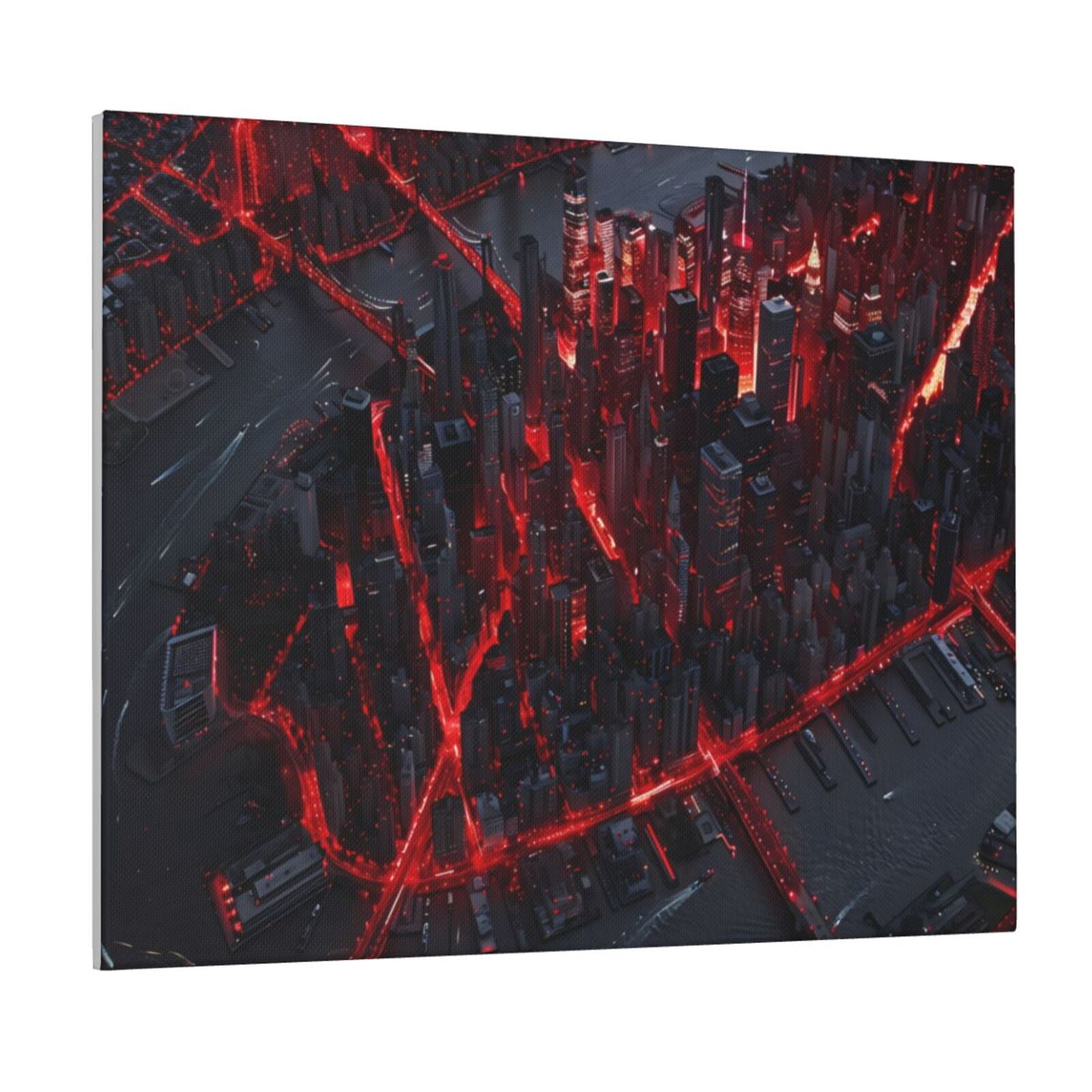 Lsque Cyberpunk Cityscape Lights Print Wall Art – Decorative Picture ...