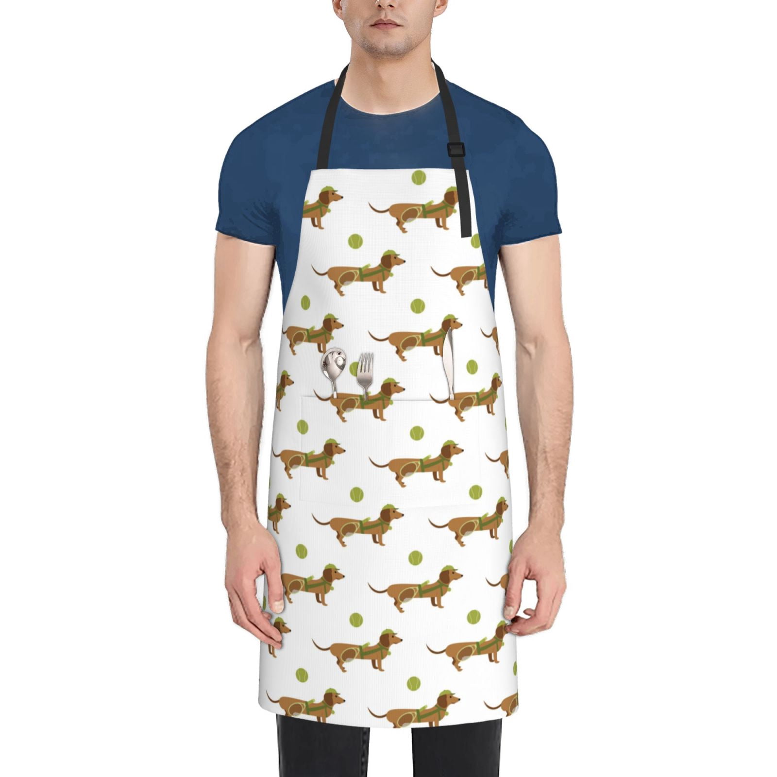 Lsque Dachshund Going To Play Tennis Waterproof Apron Chef Aprons for ...