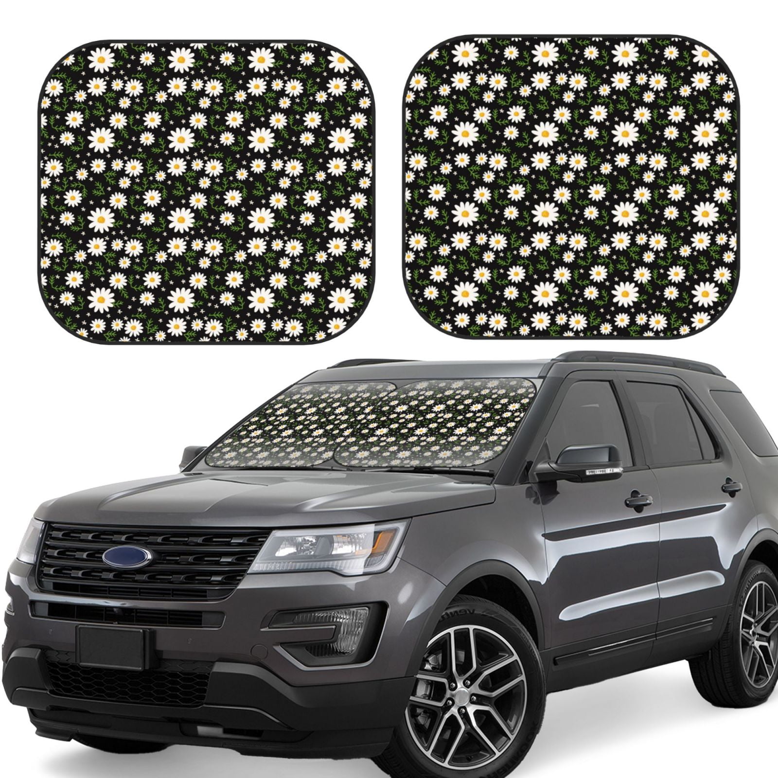 Lsque Daisy 2 PCS Windshield Sun Shade | CarFoldable Window Covers ...