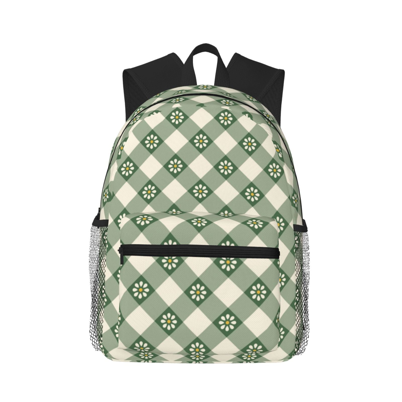 Lsque Daisy Plaid Green Classic Casual Backpack - Large Capacity Water ...
