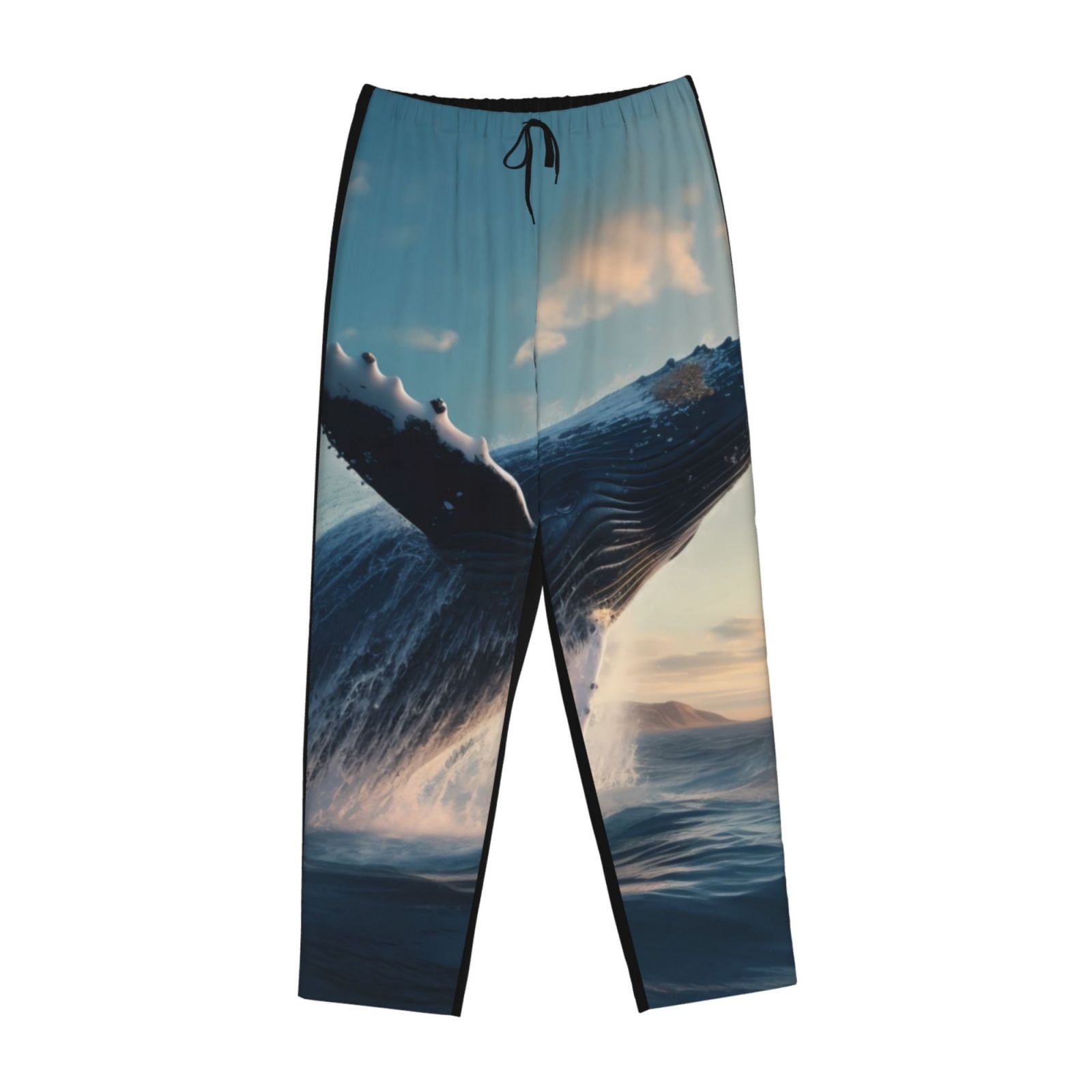 Lsque Dancing Whale Print Women's Pajama Pants, Lounge Pant ...