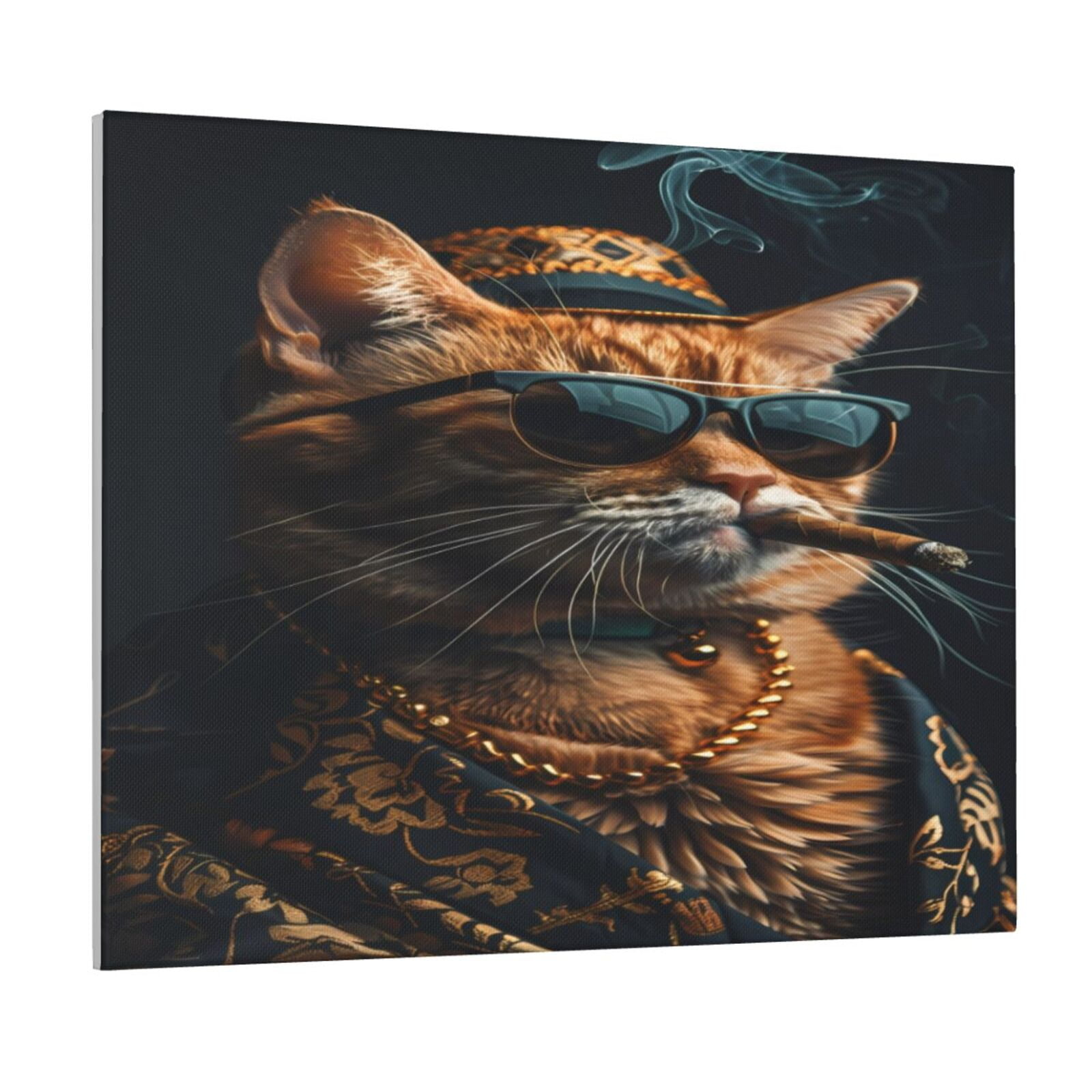 Lsque Dapper Cat in Sunglasses Print Wall Art – Decorative Picture for ...