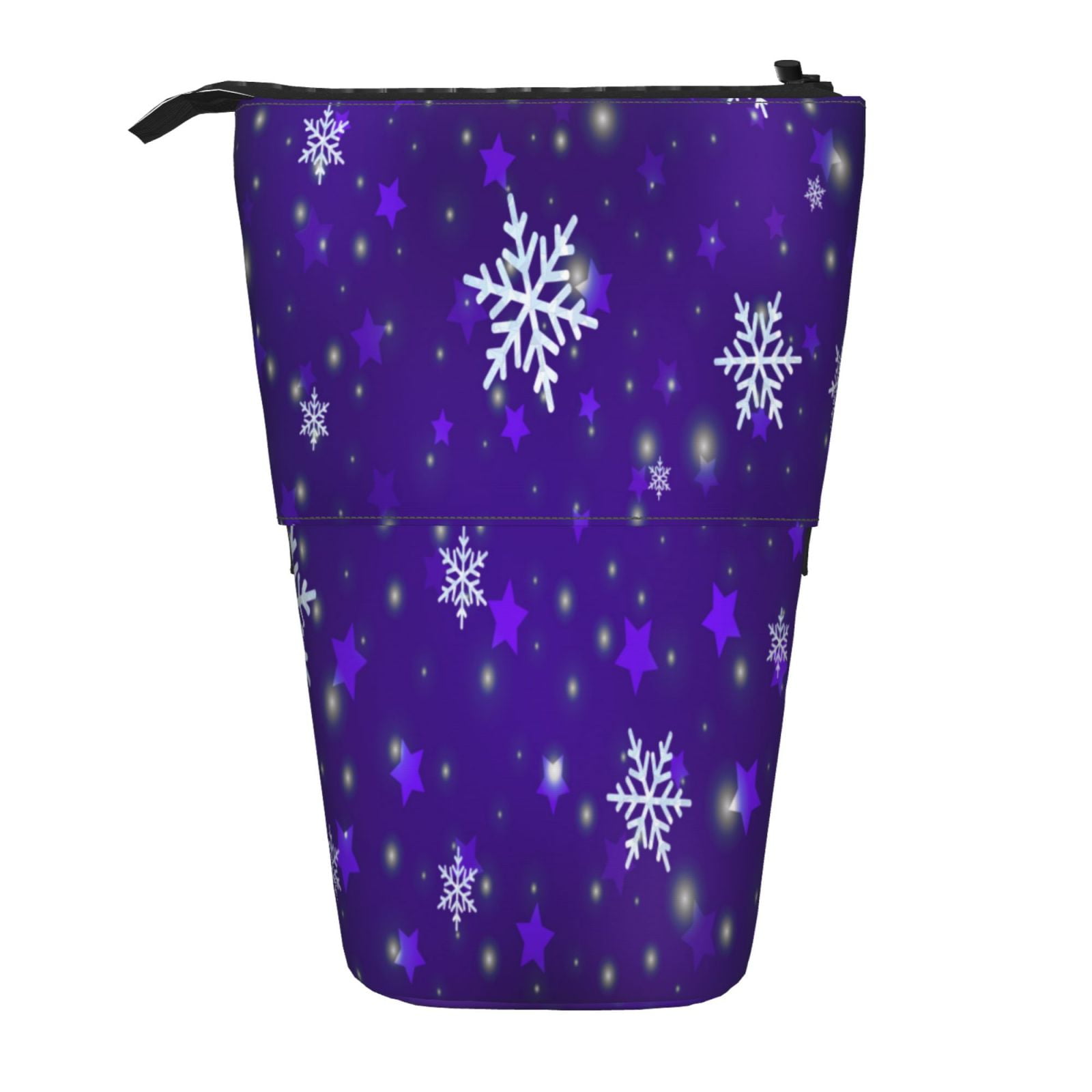 Lsque Dark Purple Snowflakes Pattern Telescopic Pencil Bag Pen Holder ...