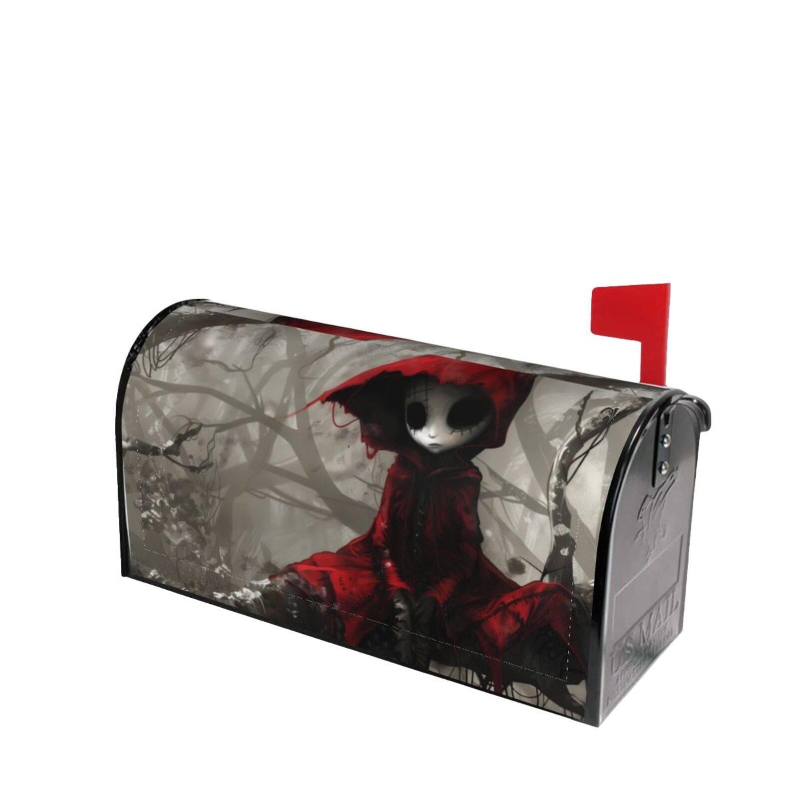 Lsque Dark Red Hooded Girl Mailbox Cover Standard Size ,Magnetic ...