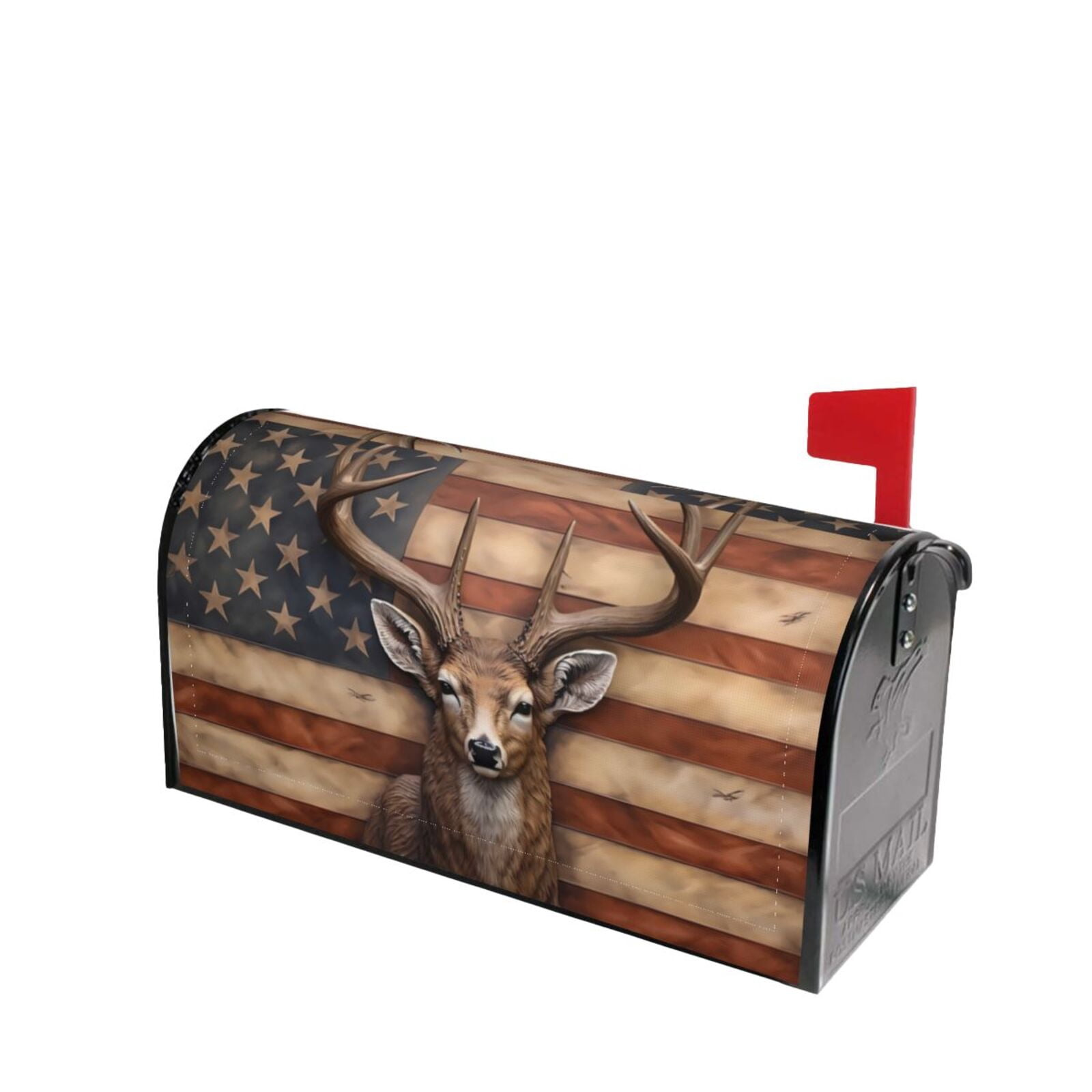 Lsque Deer American Flag Wall Mailbox Cover Standard Size ,Magnetic ...