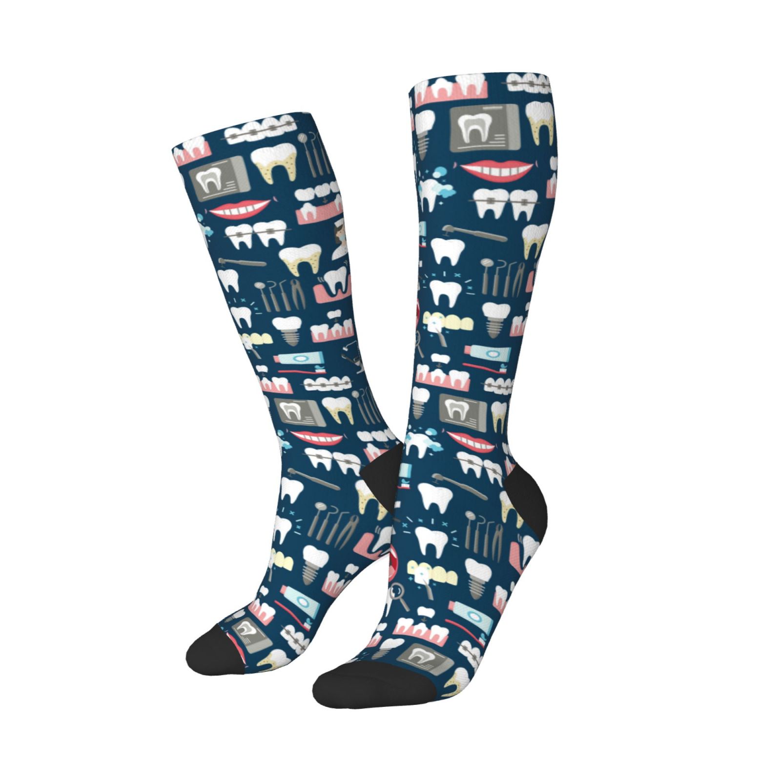 Lsque Dental Printed Crew Socks Men's Women's LightWeight Thin Casual ...