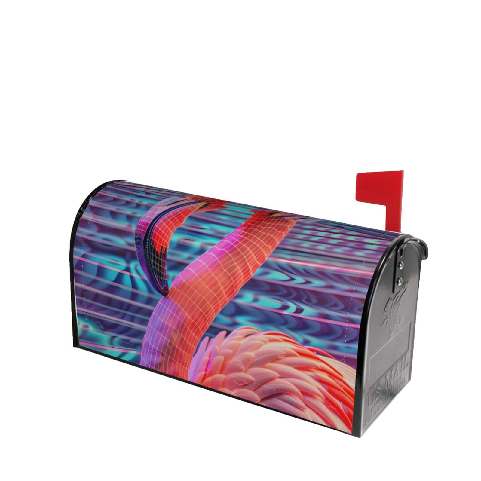 Lsque Digital Flamingo Vibrant Art Mailbox Cover Standard Size ...