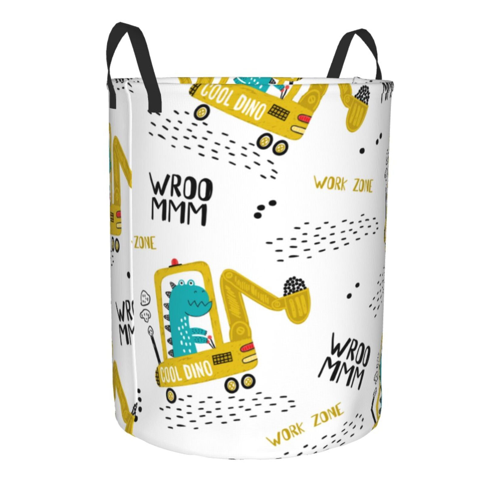 Lsque Dinosaur on Excavator pattern Laundry Hamper Basket, Tall Woven ...