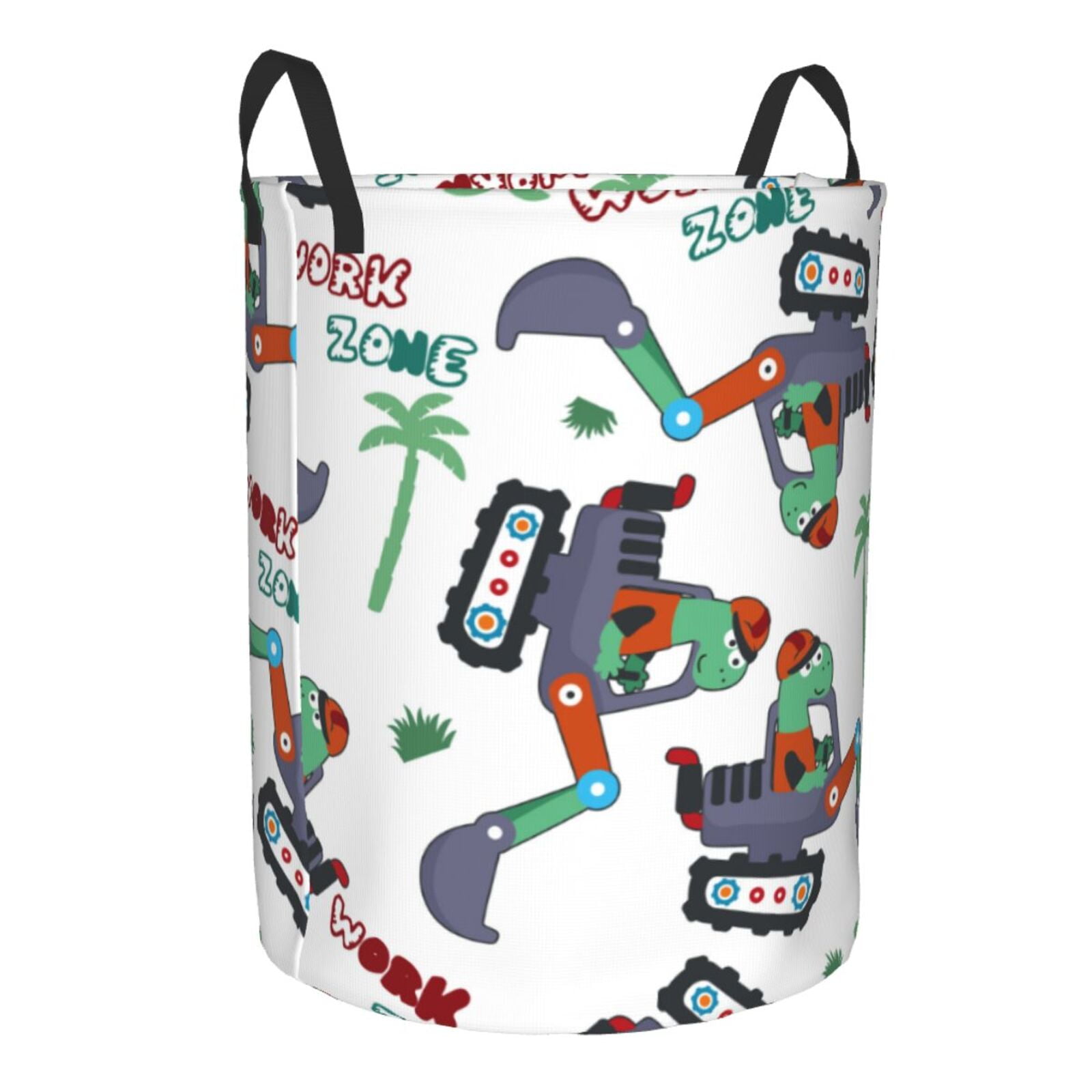 Lsque Dinosaur on Excavator2 pattern Laundry Hamper Basket, Tall Woven ...