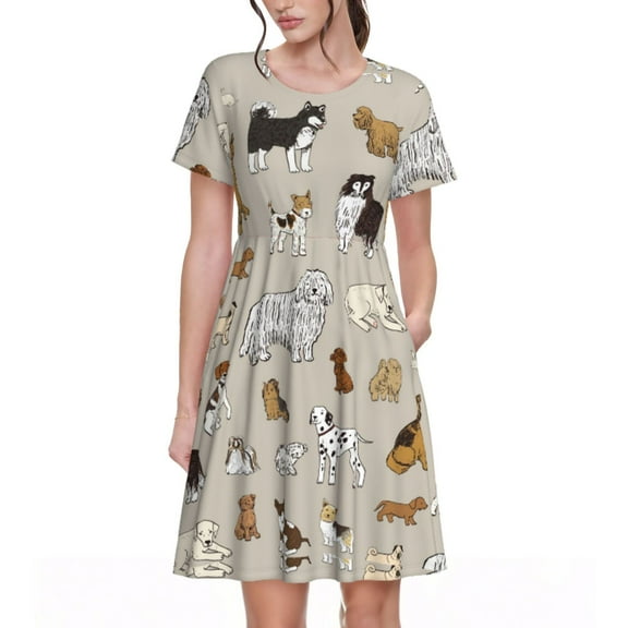 Lsque Spider Web Black Print Women's Casual Dress T-Shirt Summer Short ...