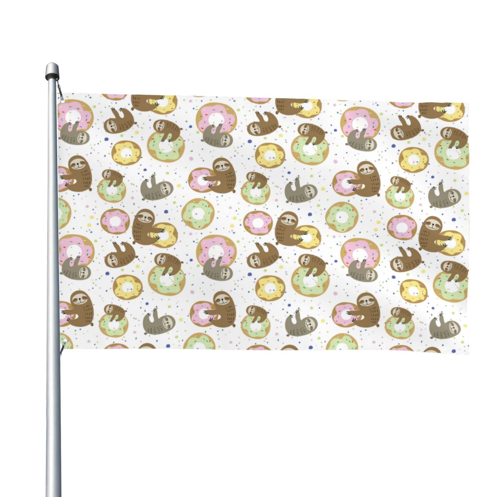 Lsque Donut Sloth Pattern Flag,Donut Sloth Printed Garden Flag 48 x 72 ...