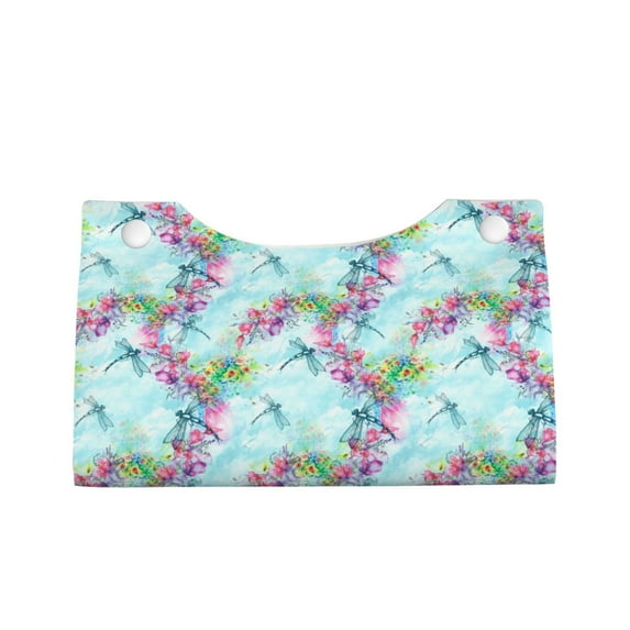 Lsque Dragonfly Floral Printed Long Tissue Box Cover Holder, Facial ...
