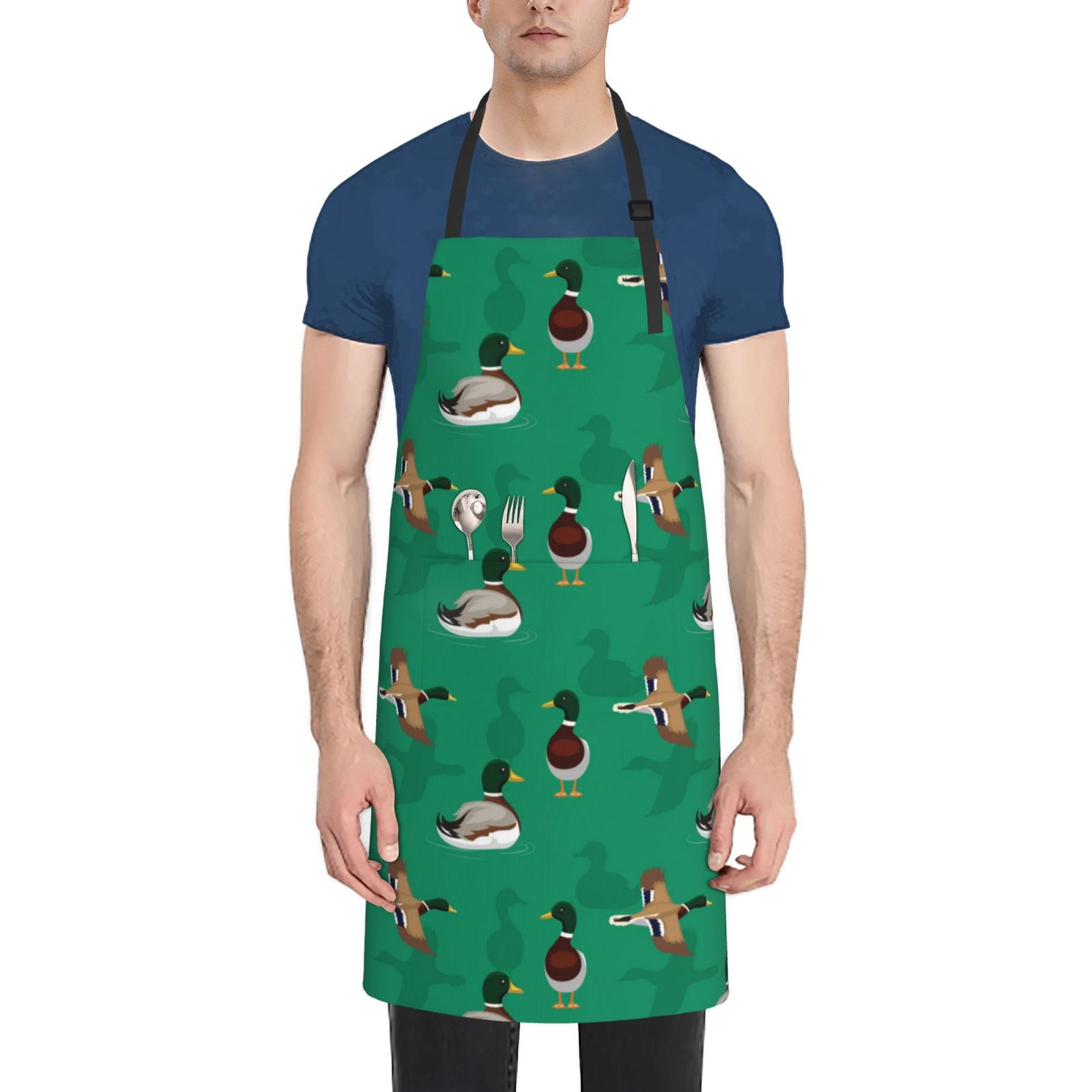 Lsque Duck Mallard Flying Pose Waterproof Apron Chef Aprons for Men ...