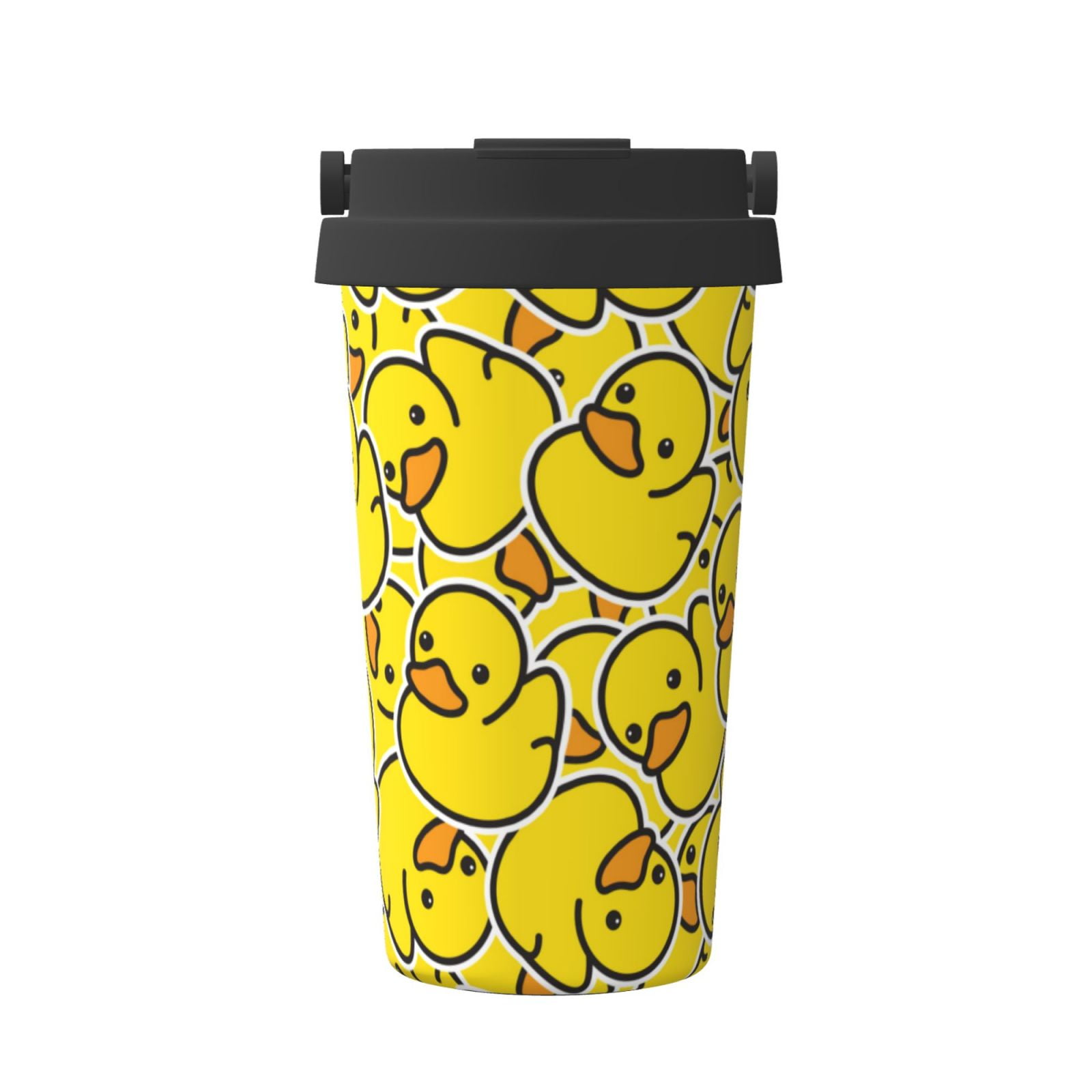 Lsque Ducky Cartoon Animal Yellow Pattern Travel Coffee Mug 16oz ...