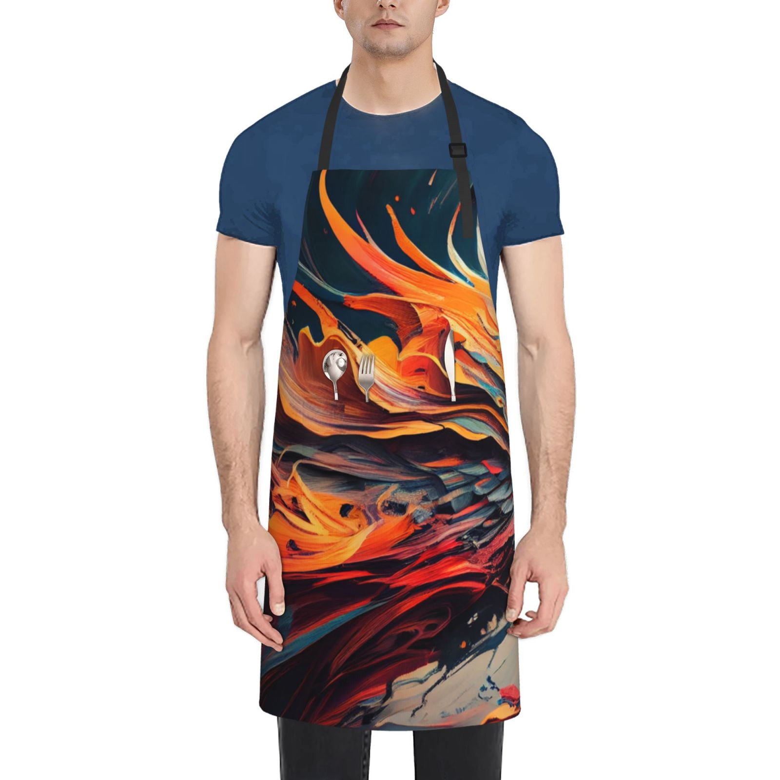 Lsque Dynamic Fire Bird Art Waterproof Apron Chef Aprons for Men Heavy ...