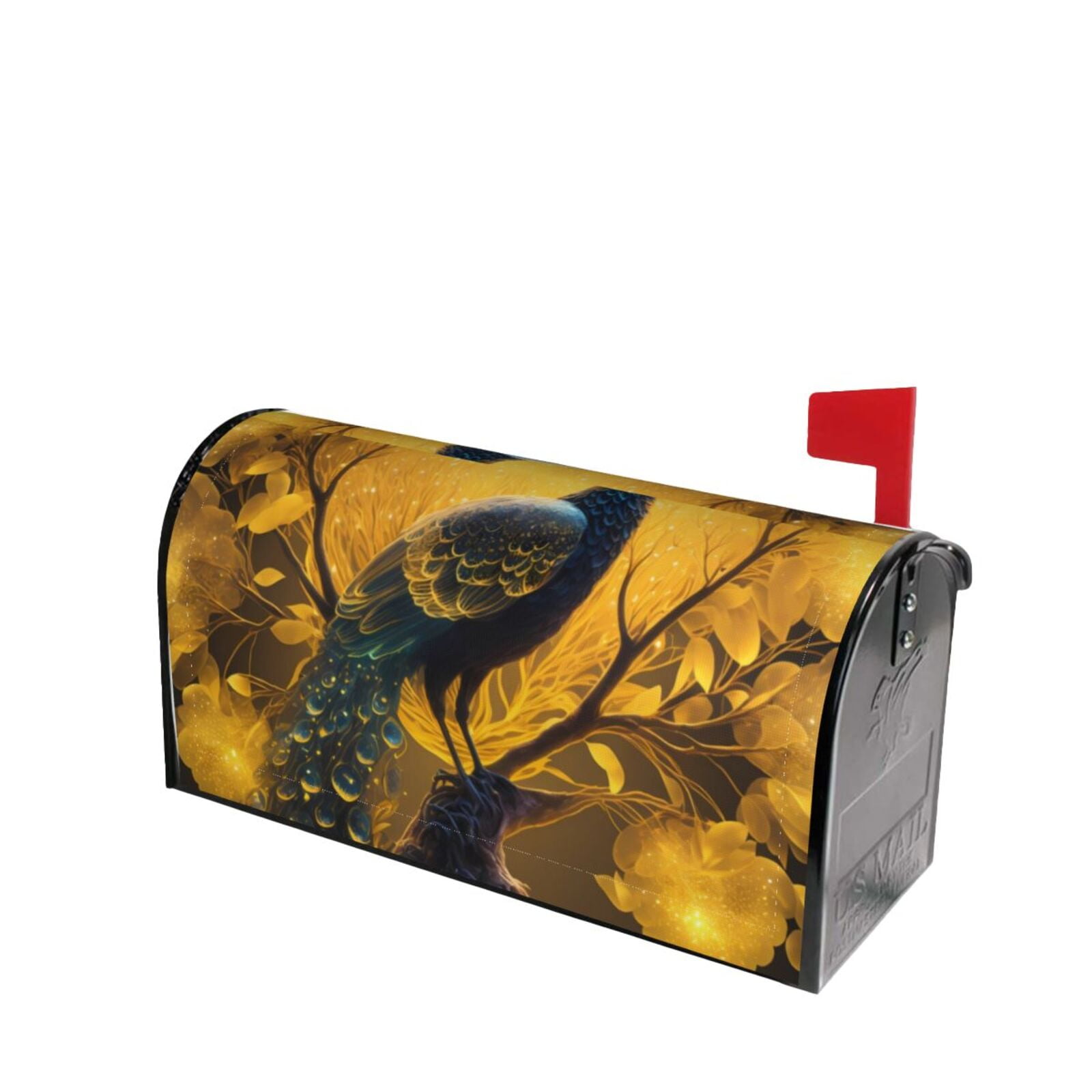 Lsque Elegant Gold Leaf Peacock Mailbox Cover Standard Size ,Magnetic ...