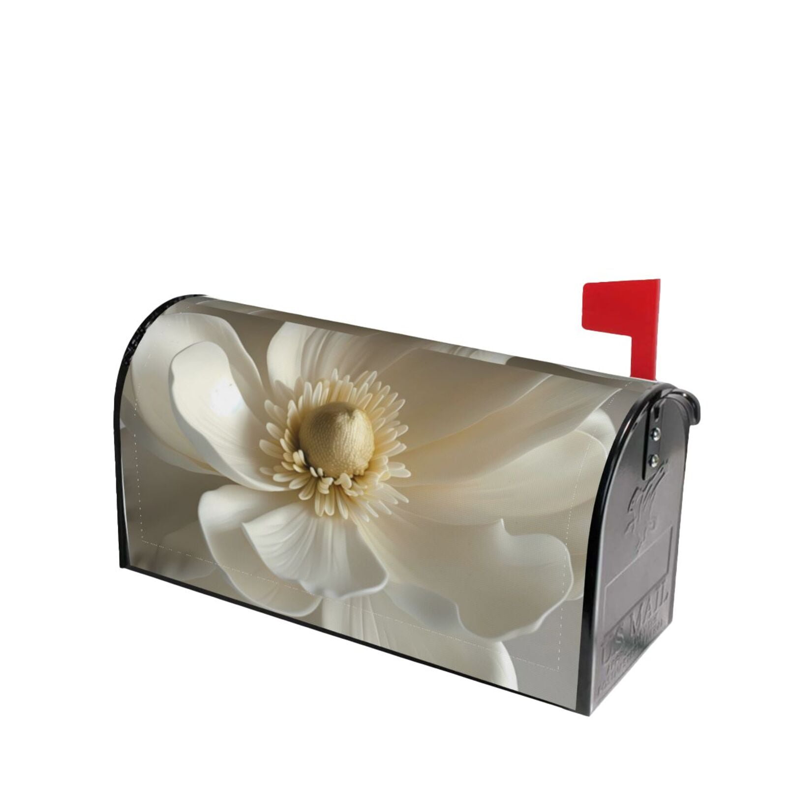Lsque Elegant Ivory Flower Mailbox Cover Standard Size ,Magnetic ...