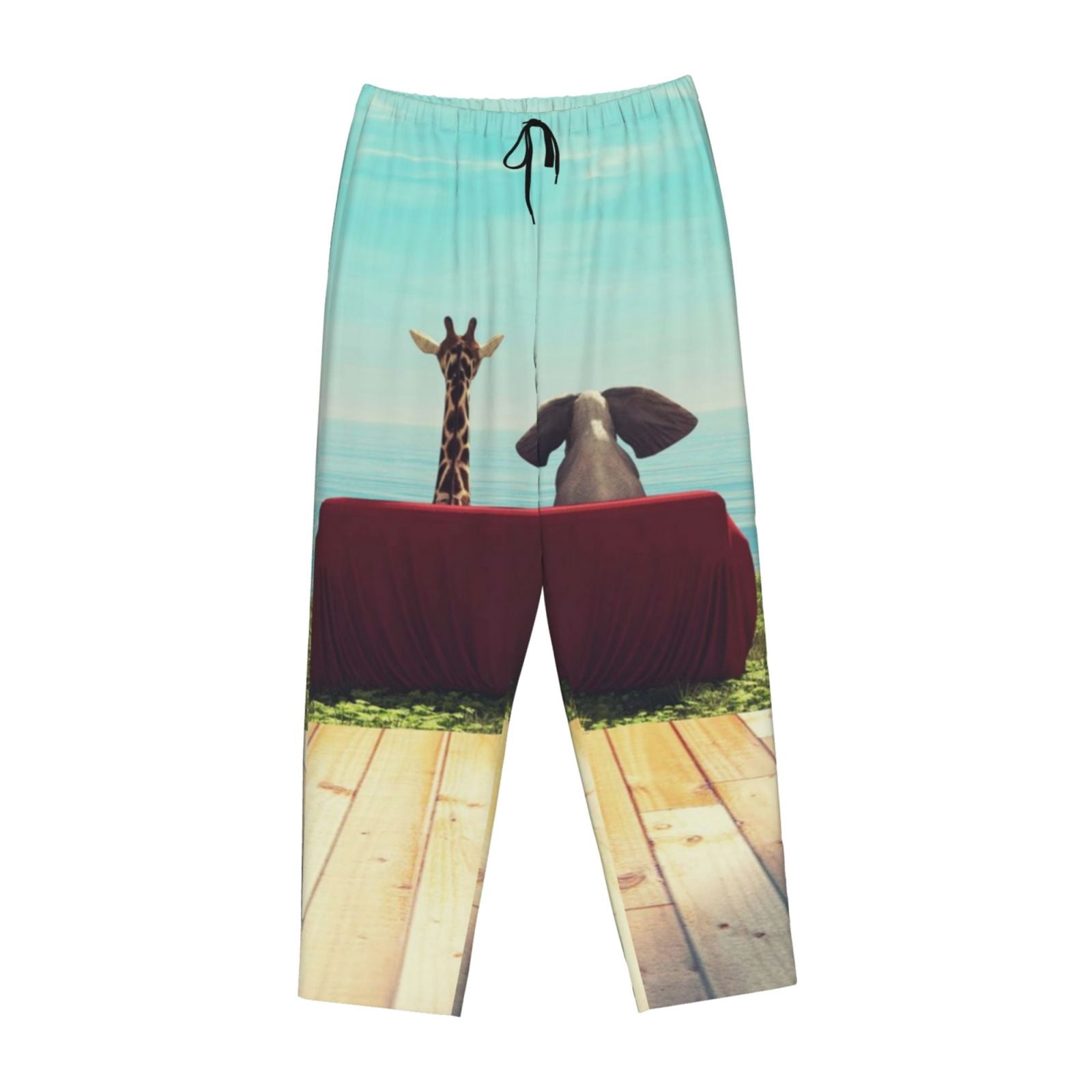 Lsque Elehpant And A Giraffe Looking At The Sea Print Women's Pajama ...